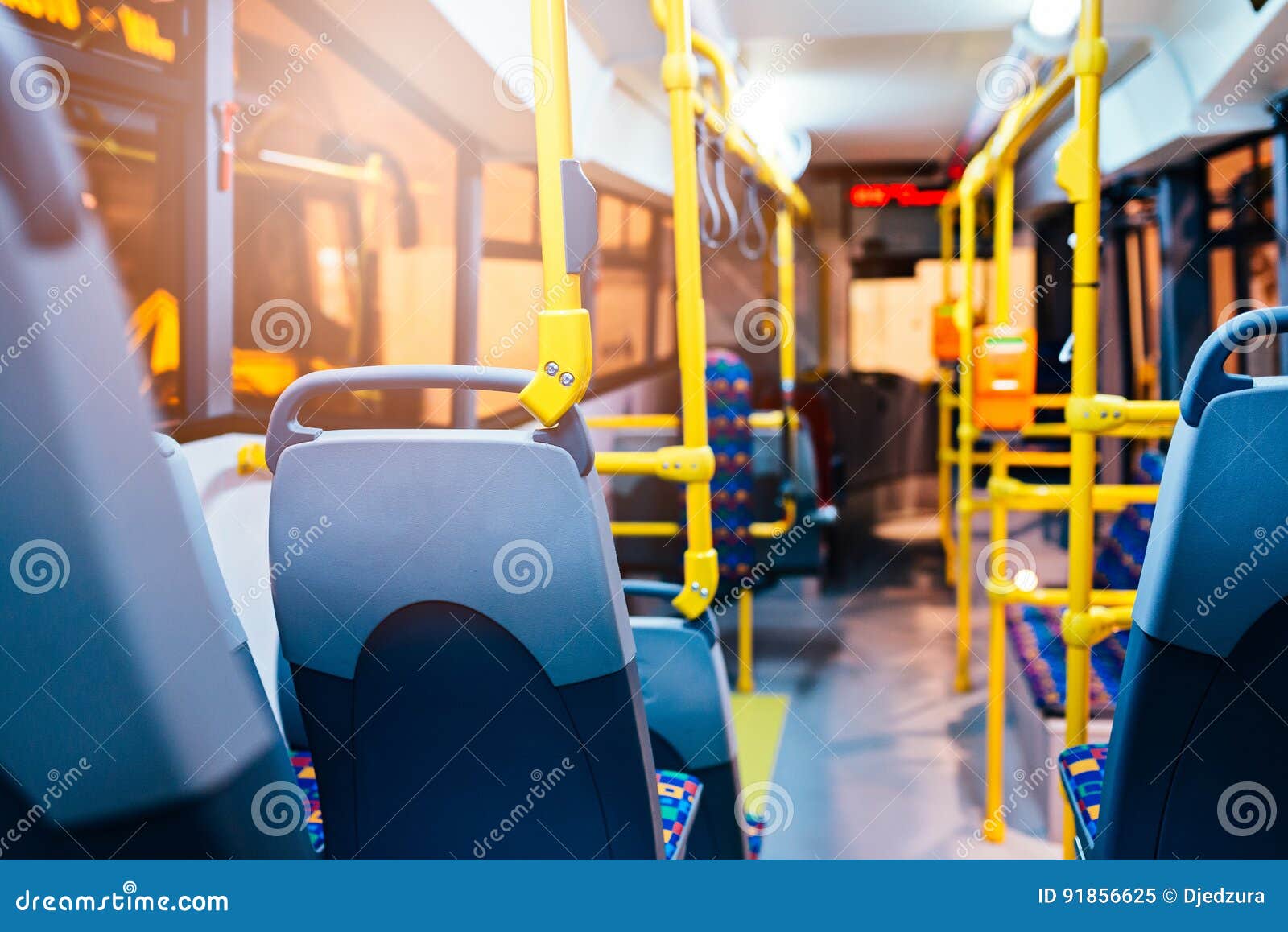 Modern City Bus Interior and Seats Stock Image - Image of city ...