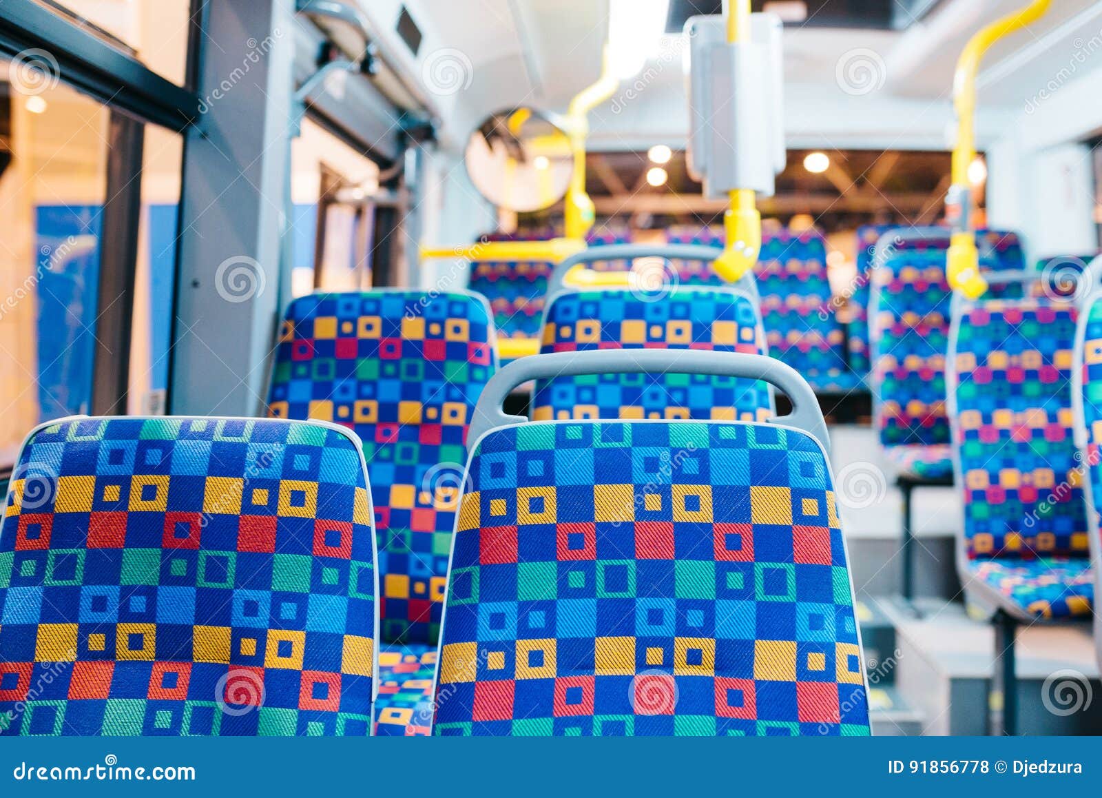 Modern City Bus Interior and Seats Stock Photo - Image of bench, modern ...