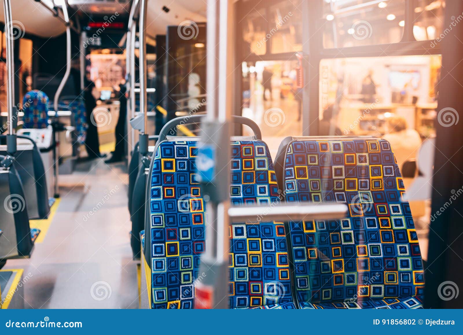 Modern City Bus Interior and Seats Stock Photo - Image of cargo ...