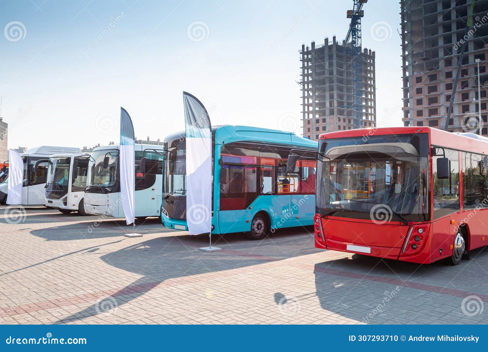 Modern City Buses at the Bus Station Stock Photo - Image of transport ...