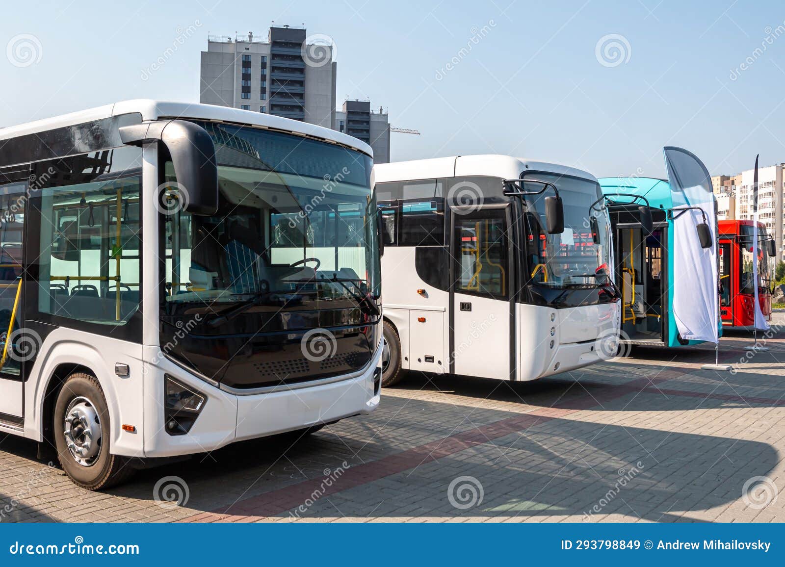Modern City Buses at the Parking Stock Image - Image of buses ...