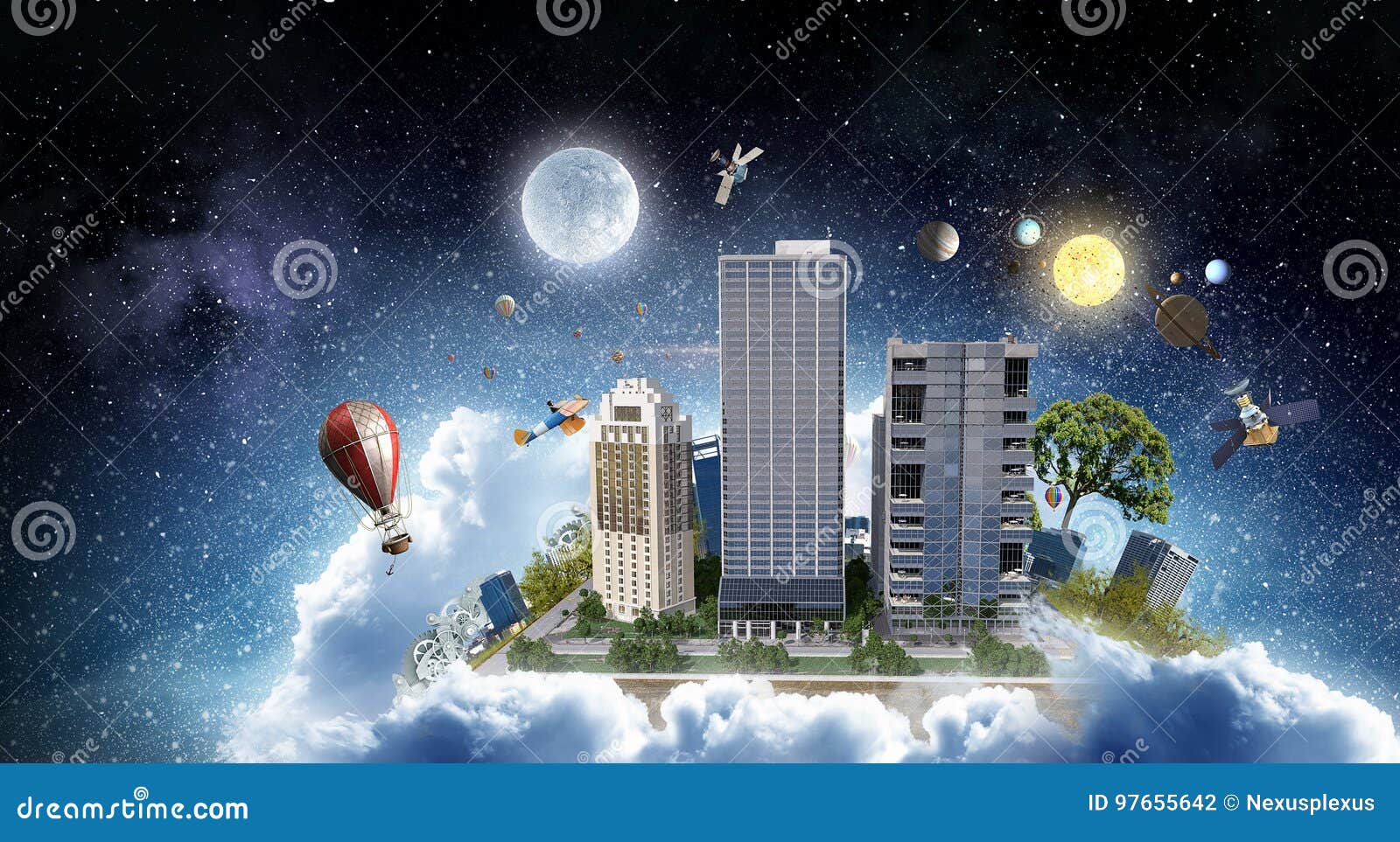 Modern City Concept. Mixed Media Stock Photo - Image of city, energy ...