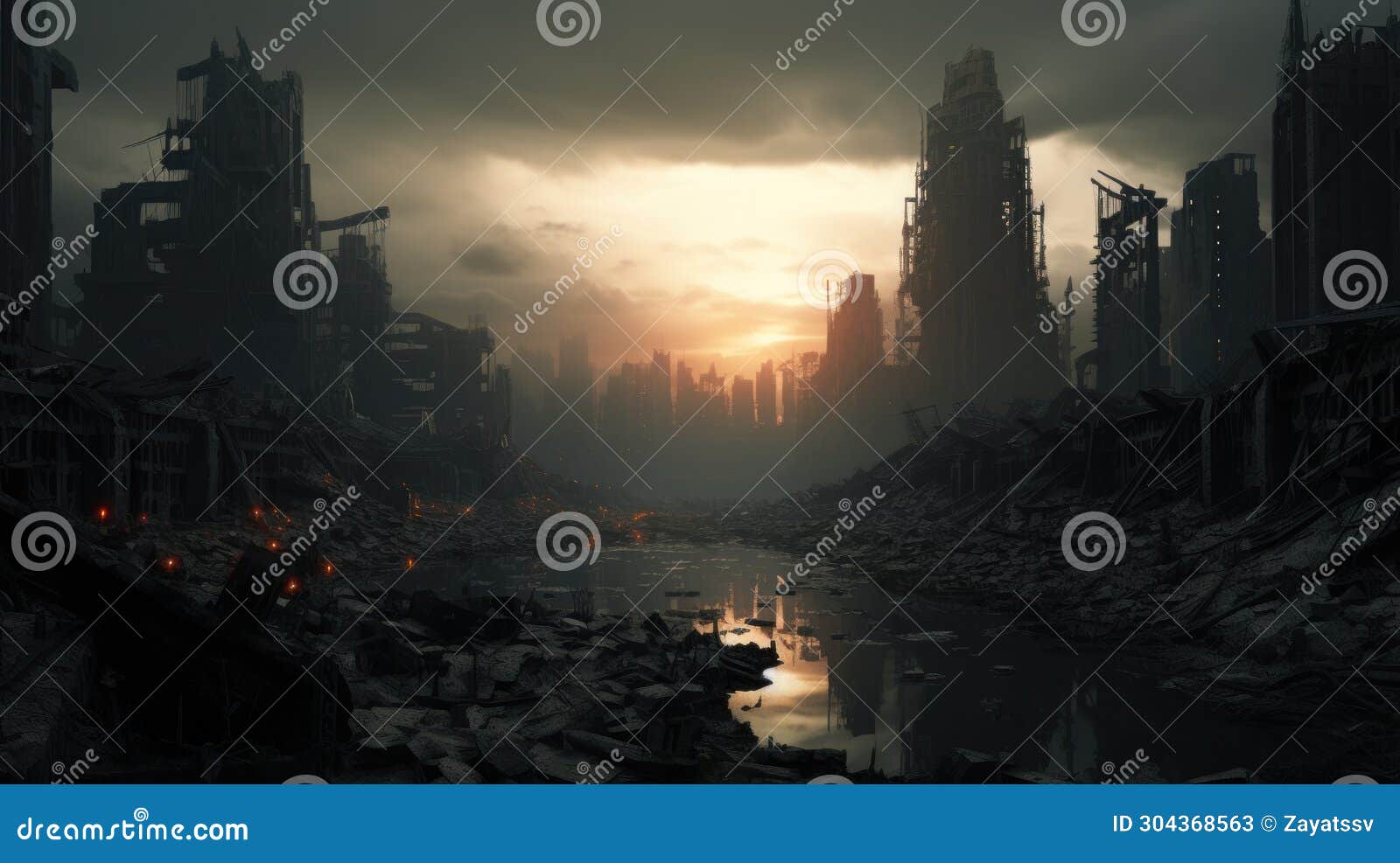 Modern City Devastated by Explosions and Chaos, Apocalipse Stock ...