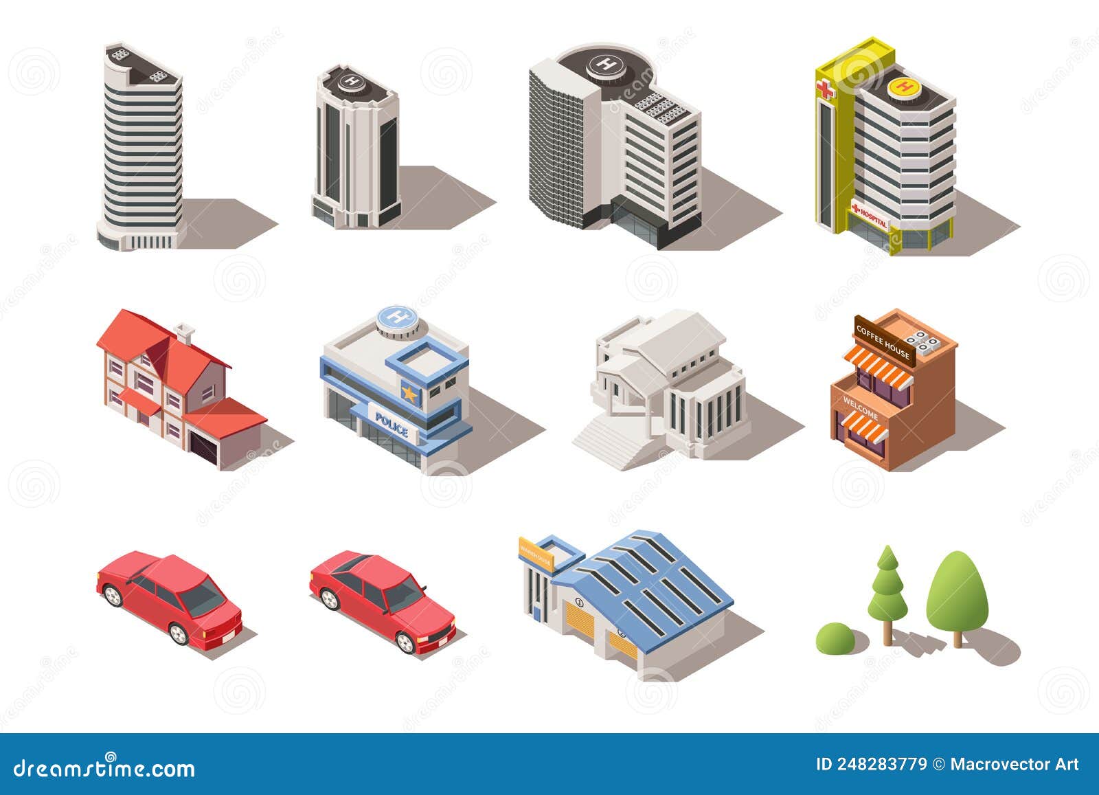 Modern City Elements Set stock vector. Illustration of megapolis ...