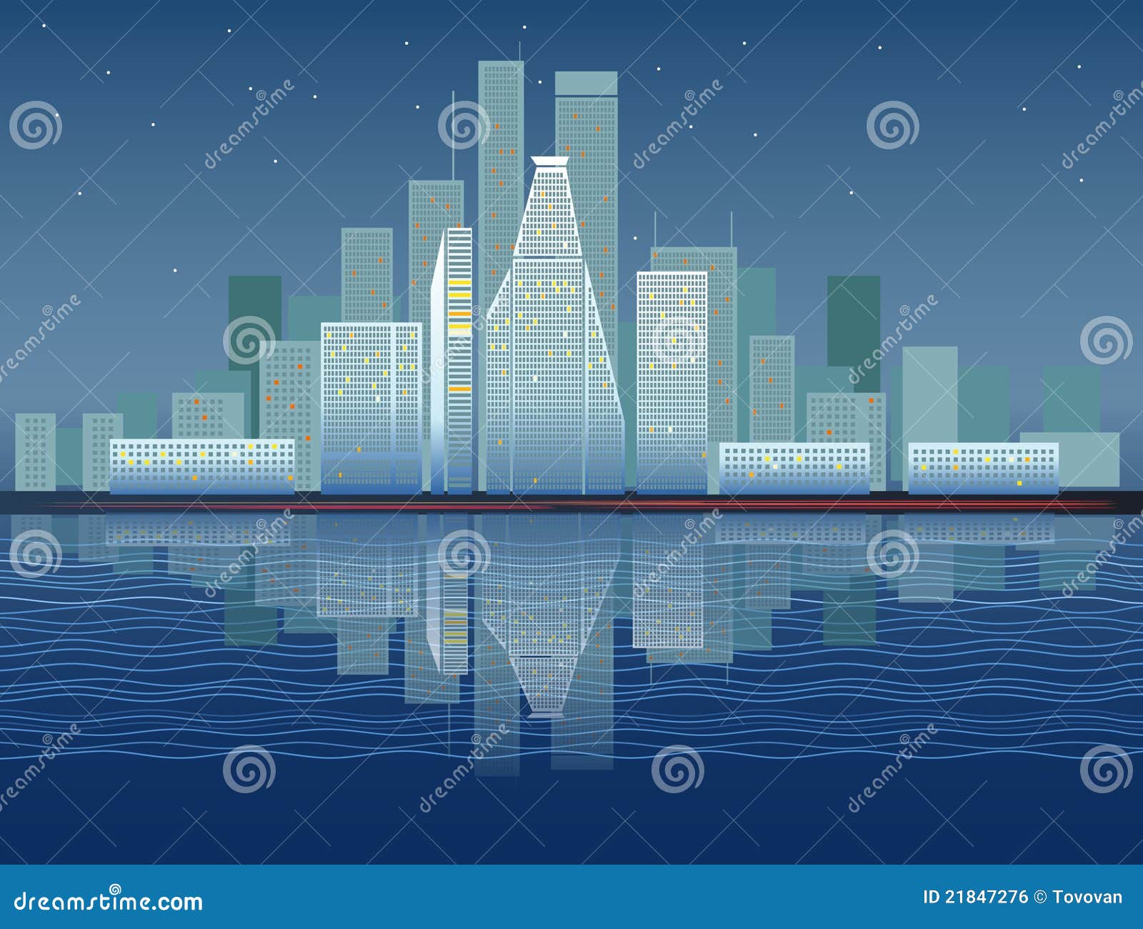 Modern city illustration stock vector. Illustration of lake - 21847276