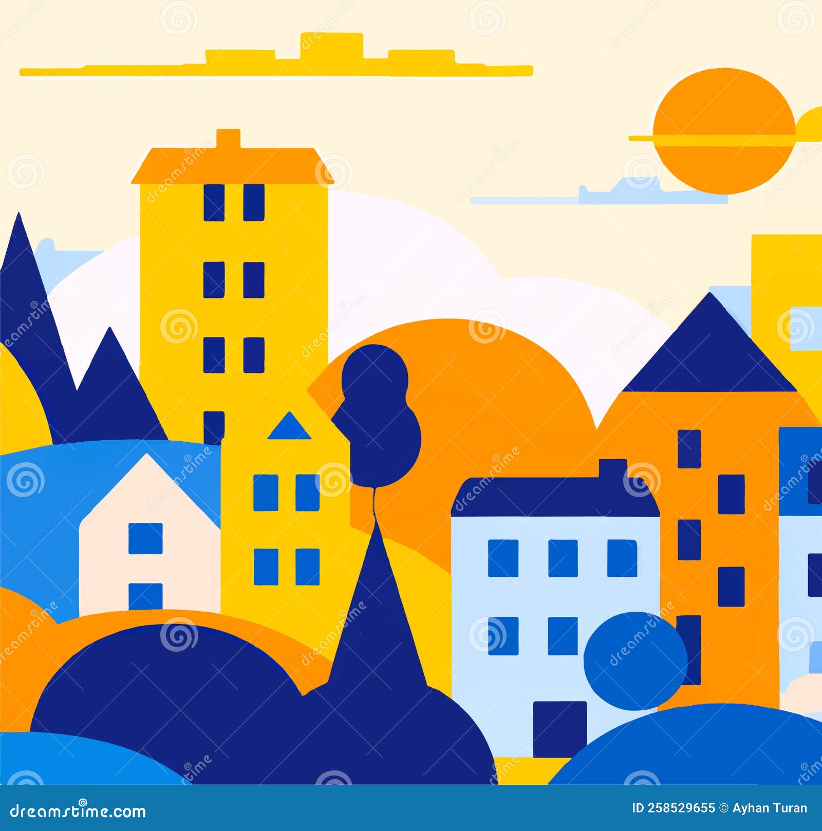 Modern City Illustration , Vector Stock Illustration - Illustration of ...