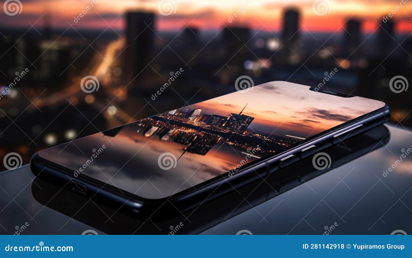 Modern City Life Illuminated by Sunset, Technology and Wireless ...