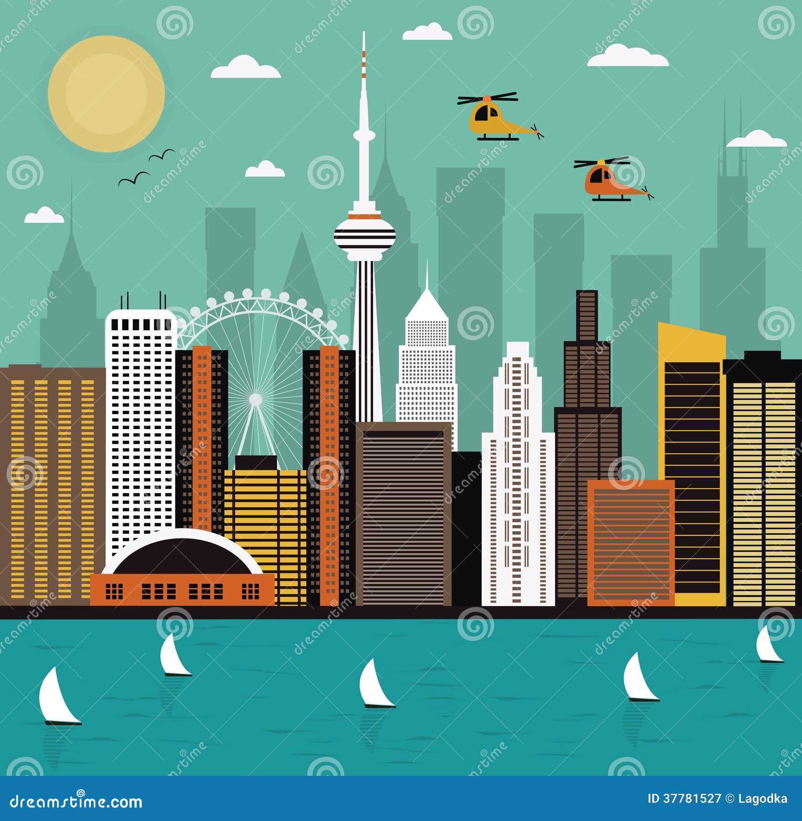 Modern city life. stock vector. Illustration of reflection - 37781527