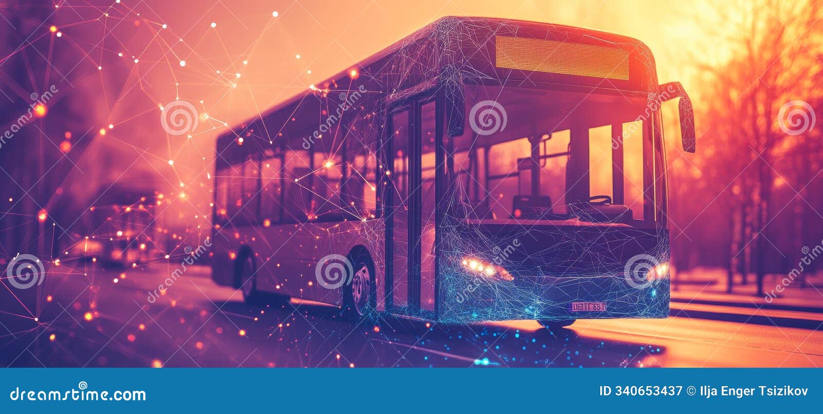 Modern City Life with Smart Public Bus, 3D Visualization Combining ...