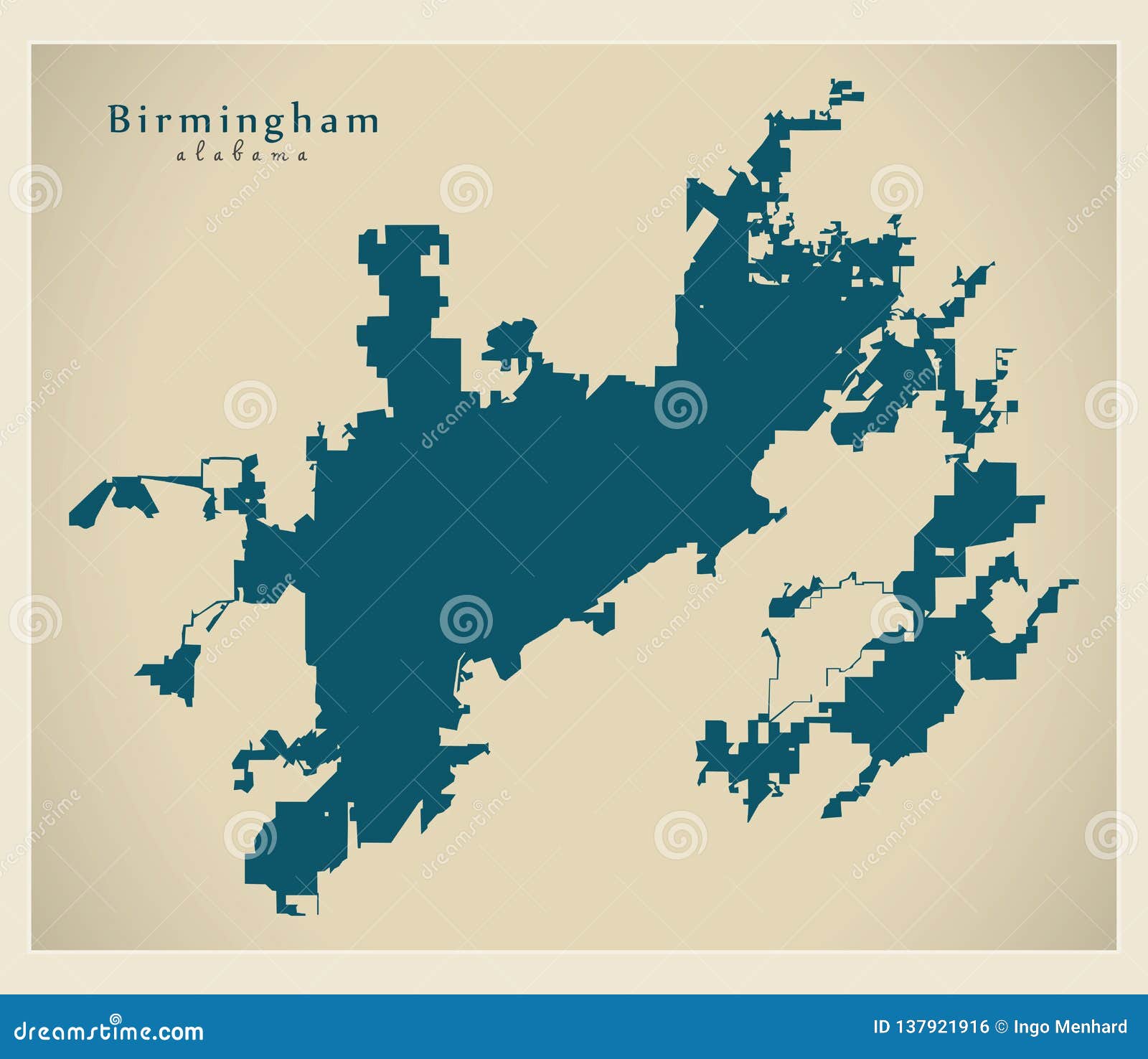Modern City Map - Birmingham Alabama City of the USA Stock Illustration ...