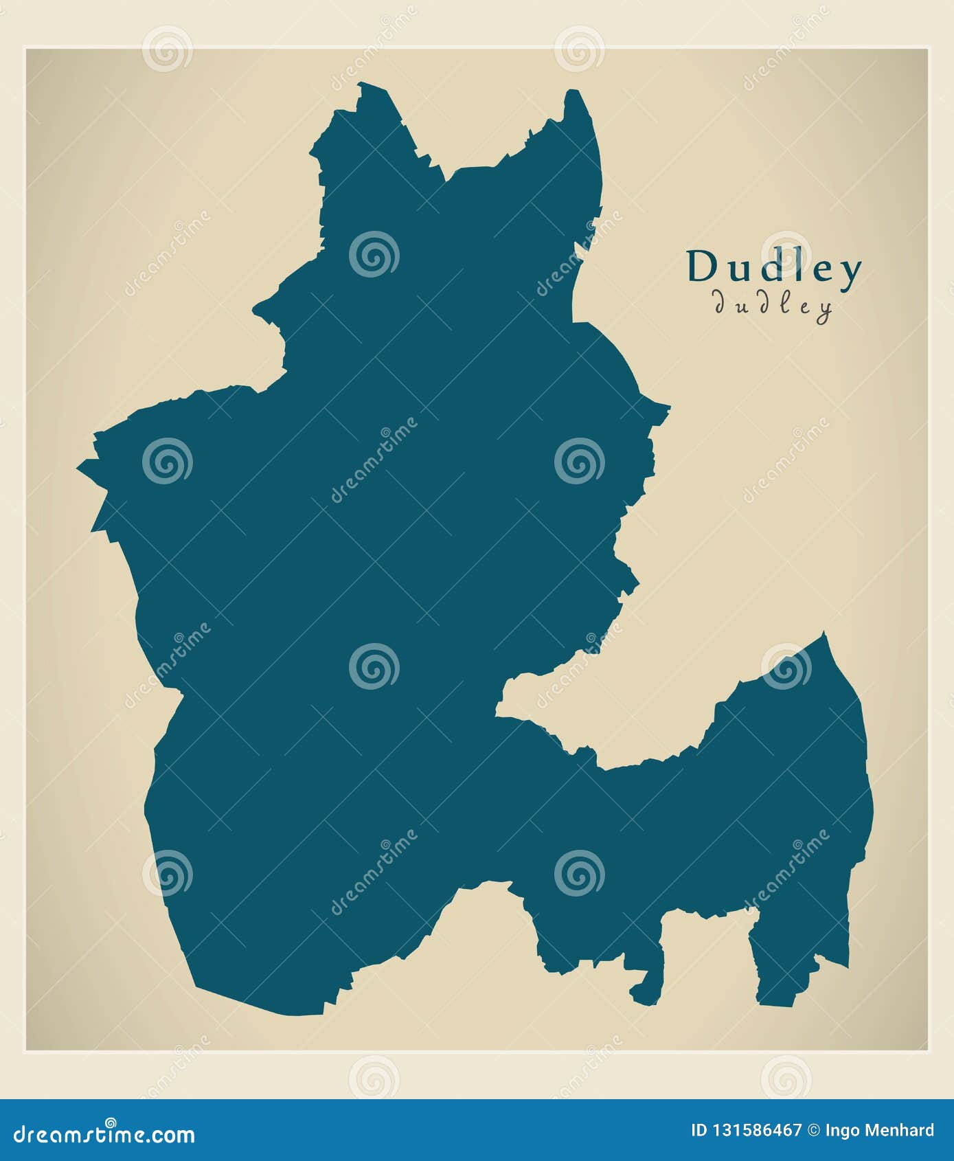 Dudley City Map With Wards Grey Illustration Silhouette Shape Cartoon ...