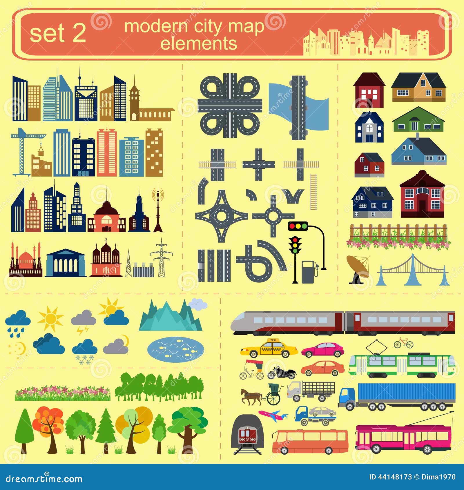 Modern City Map Elements for Generating Your Own Infographics, M Stock ...