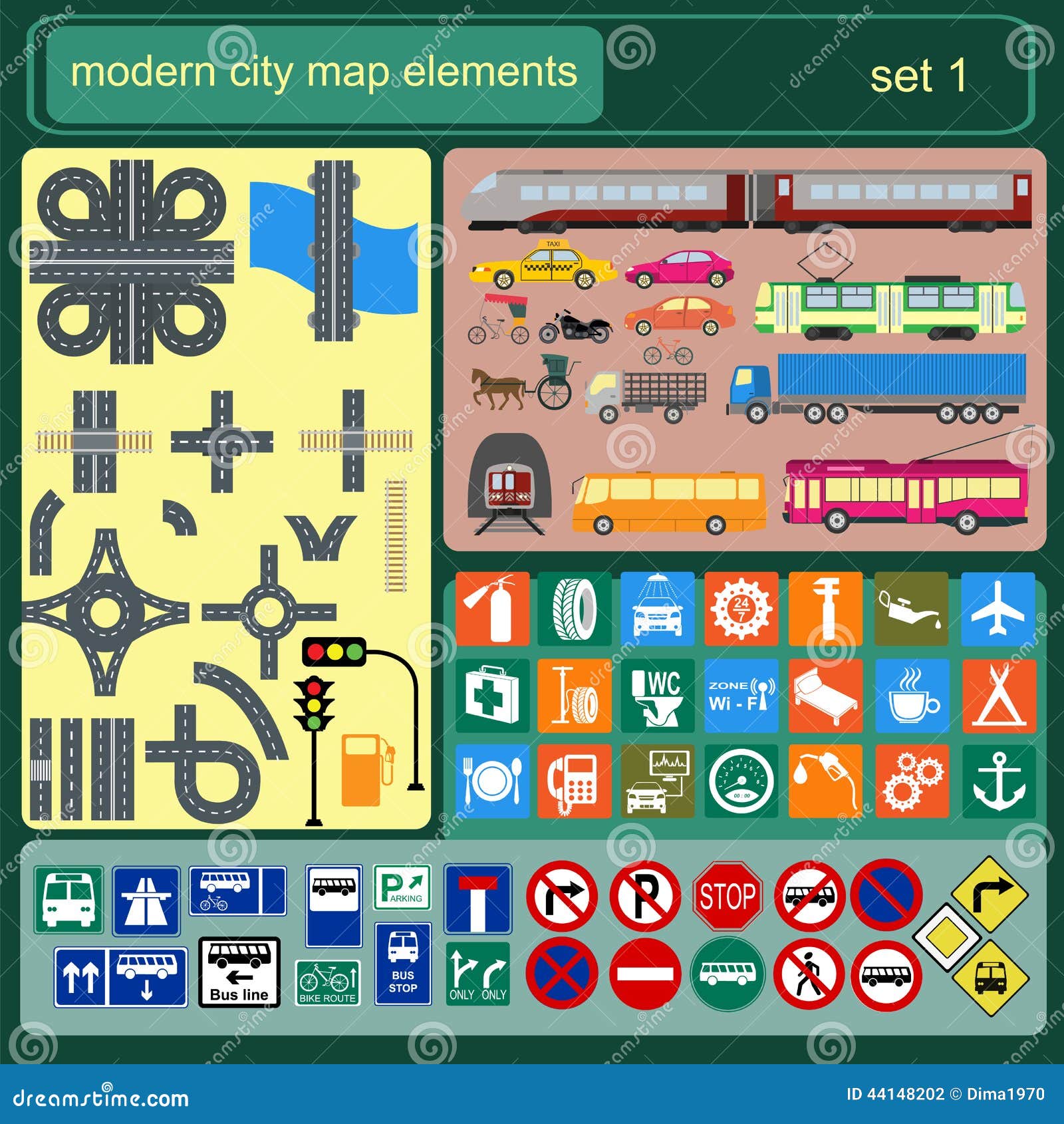 Modern City Map Elements for Generating Your Own Infographics, M Stock ...