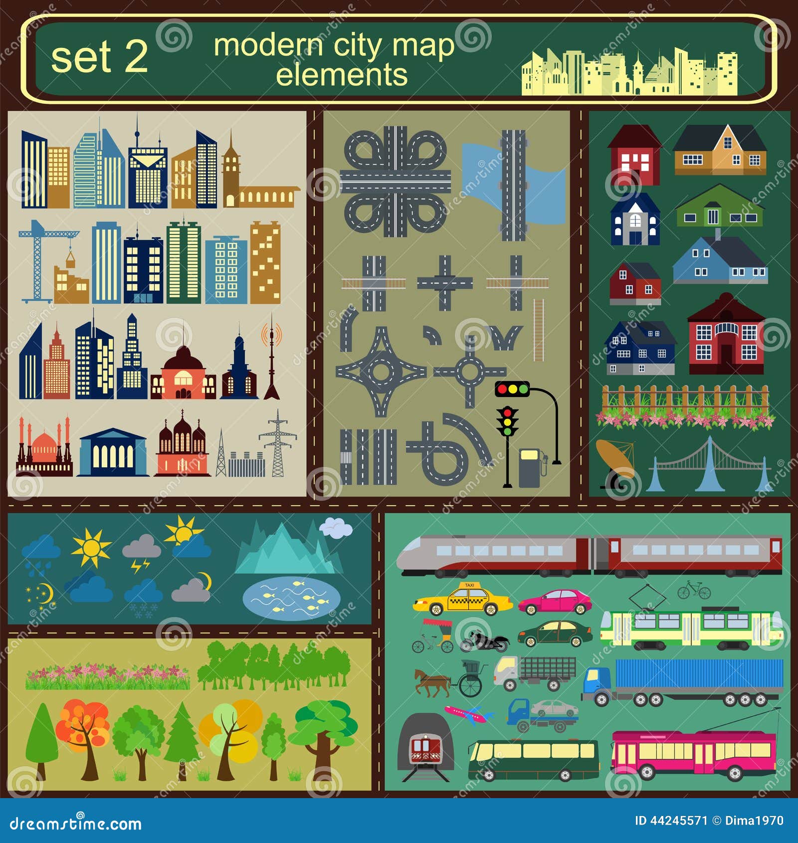 Modern City Map Elements for Generating Your Own Infographics, M Stock ...