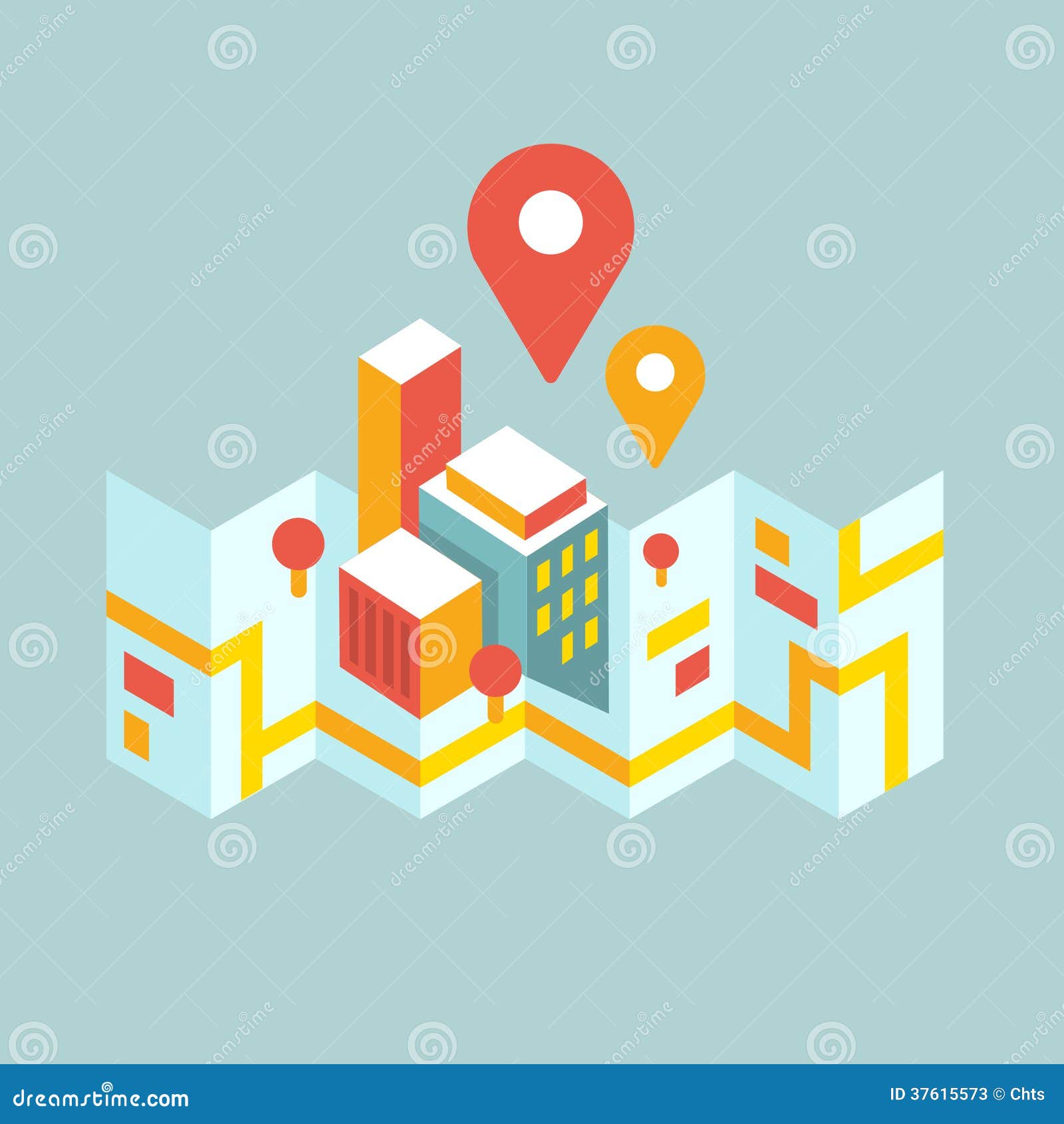 Modern City Map and Geo Signs Stock Vector - Illustration of house ...