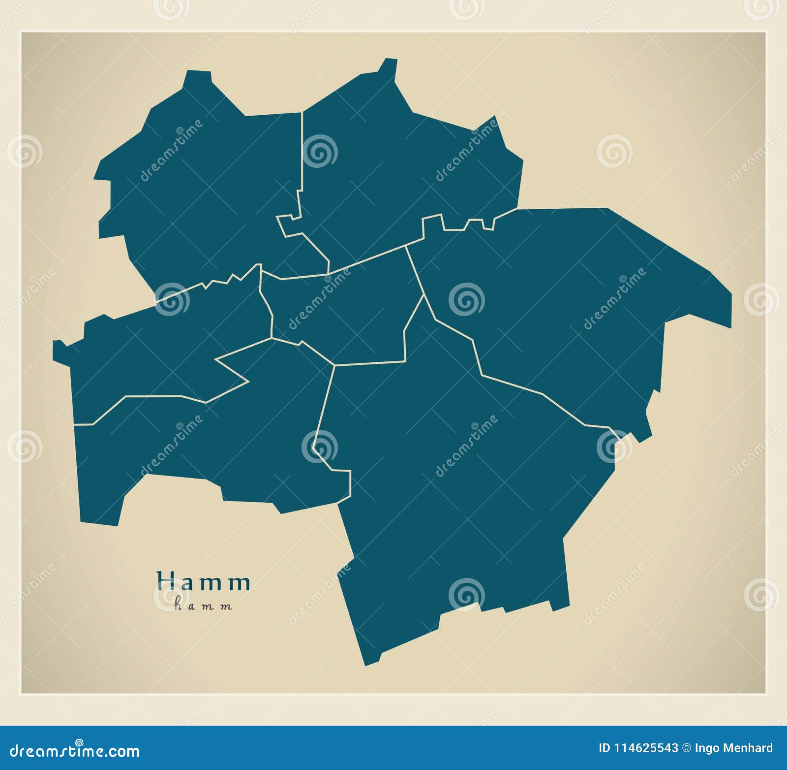 Hamm City Map With Boroughs Grey Illustration Silhouette Shape Cartoon ...