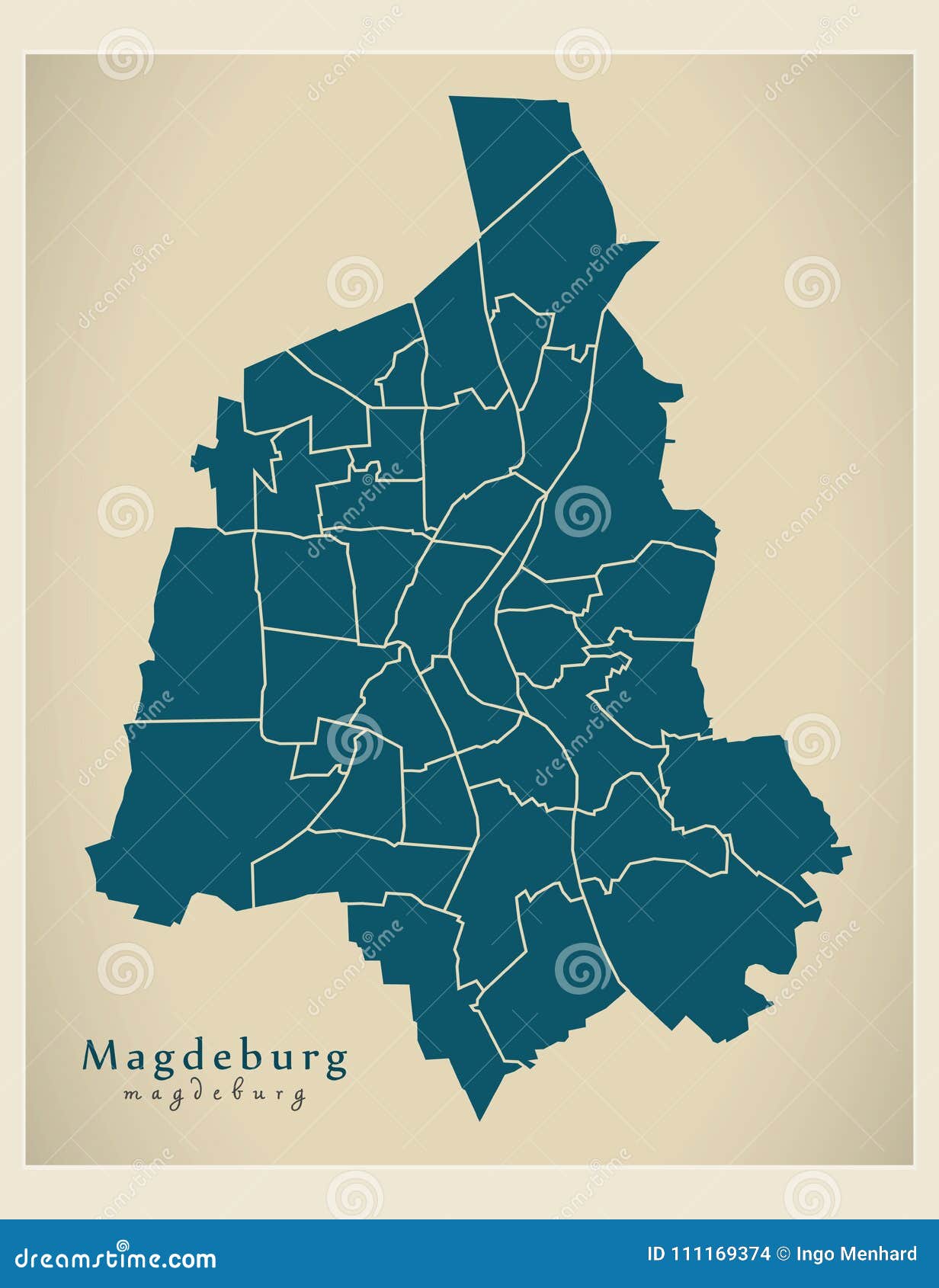 Modern City Map - Magdeburg City of Germany with Boroughs DE Stock ...