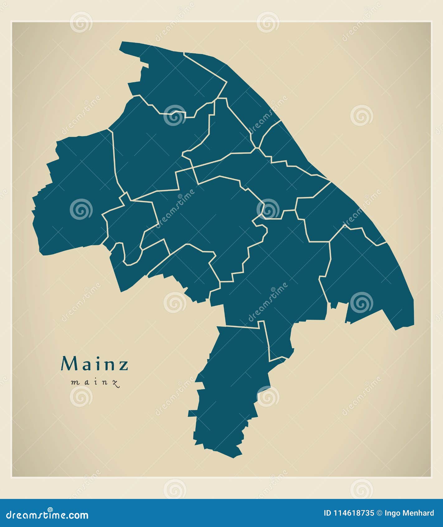 Modern City Map - Mainz City of Germany with Boroughs DE Stock Vector ...