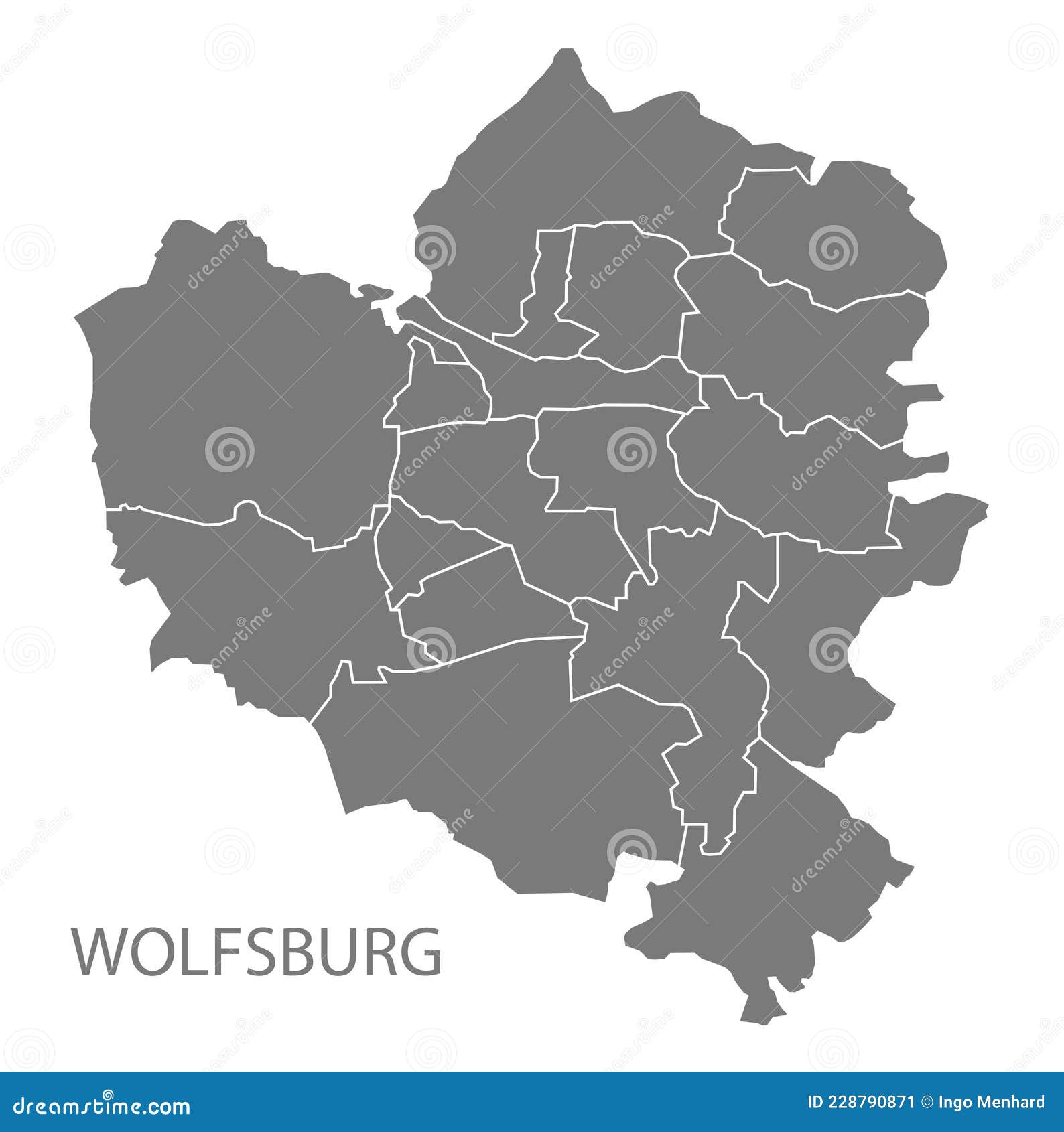 Modern City Map - Wolfsburg City of Germany with Districts DE Stock ...