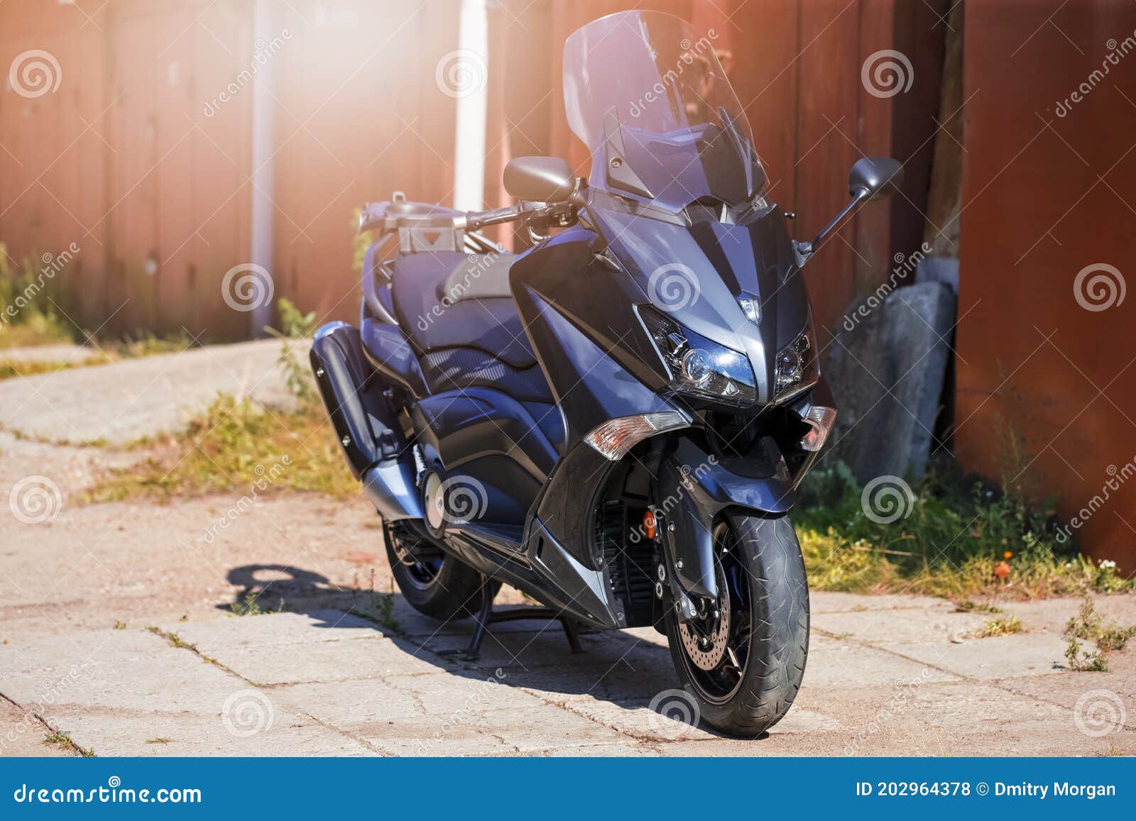 Modern City Motorcycle Standing on Central Stand Outdoor Stock Photo ...
