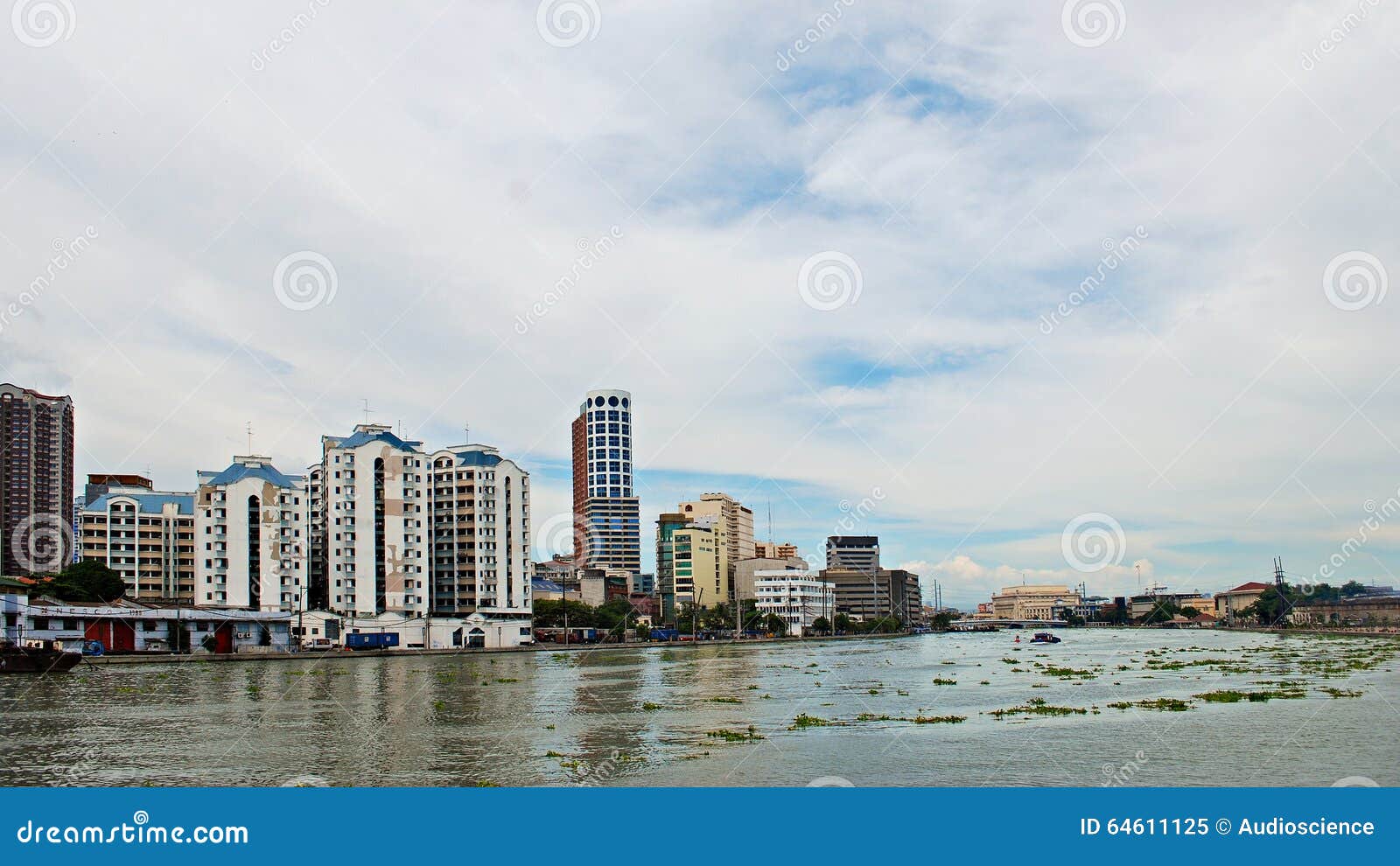 Modern City Near a River Panorama Stock Image - Image of busy, outdoors ...