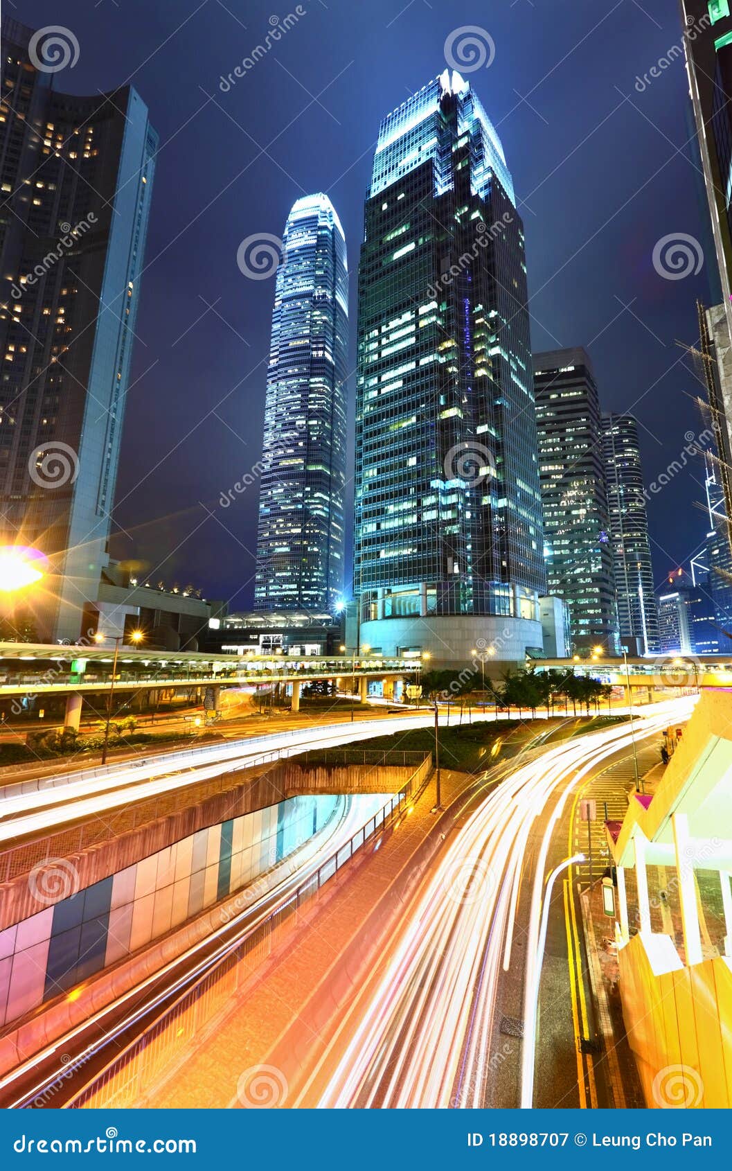 Modern city at night stock image. Image of lines, bridge - 18898707