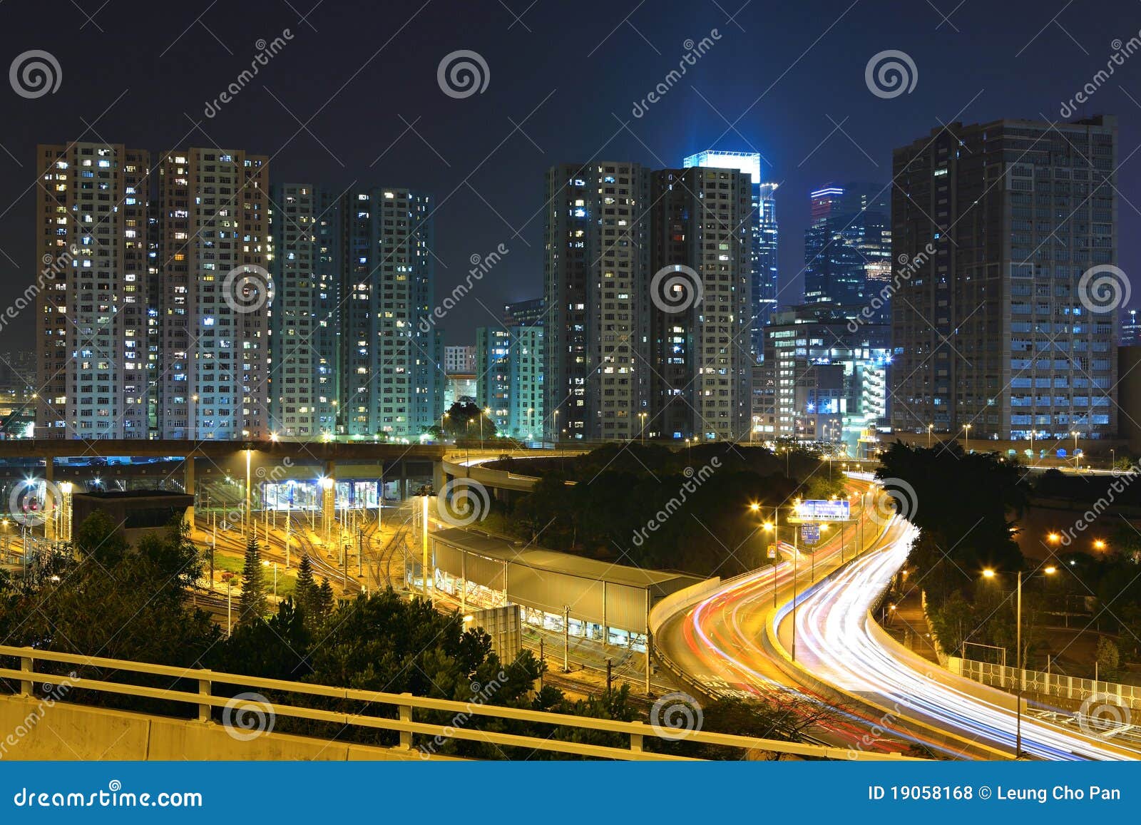 Modern city at night stock photo. Image of building, long - 19058168