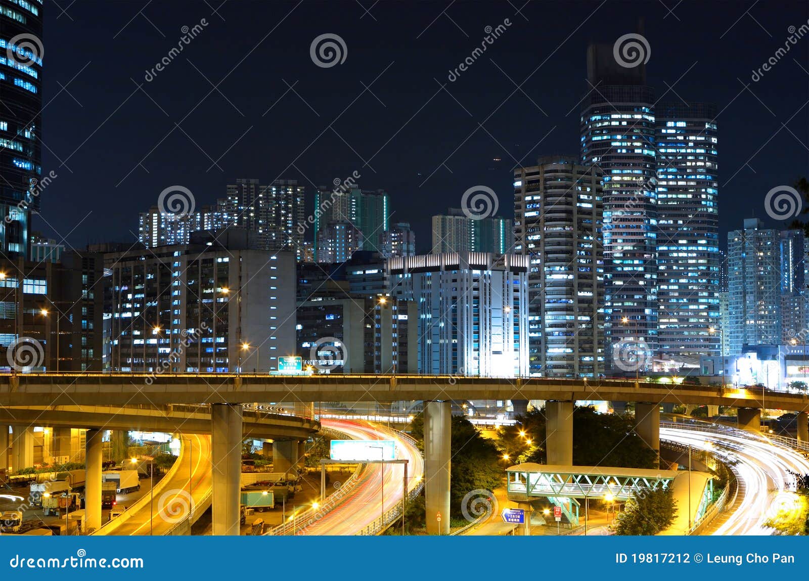 Modern city at night stock photo. Image of business, architecture ...