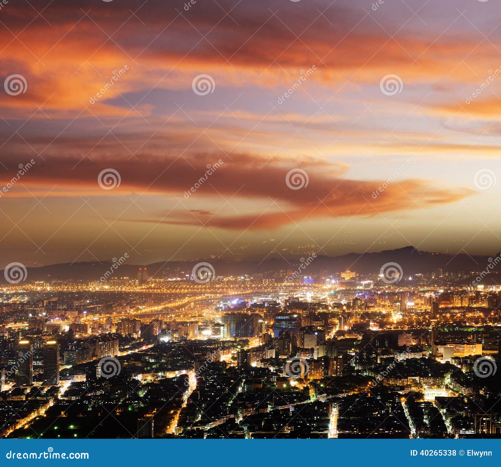 Modern City Night Under Dramatic Sky Stock Photo - Image of dawn ...