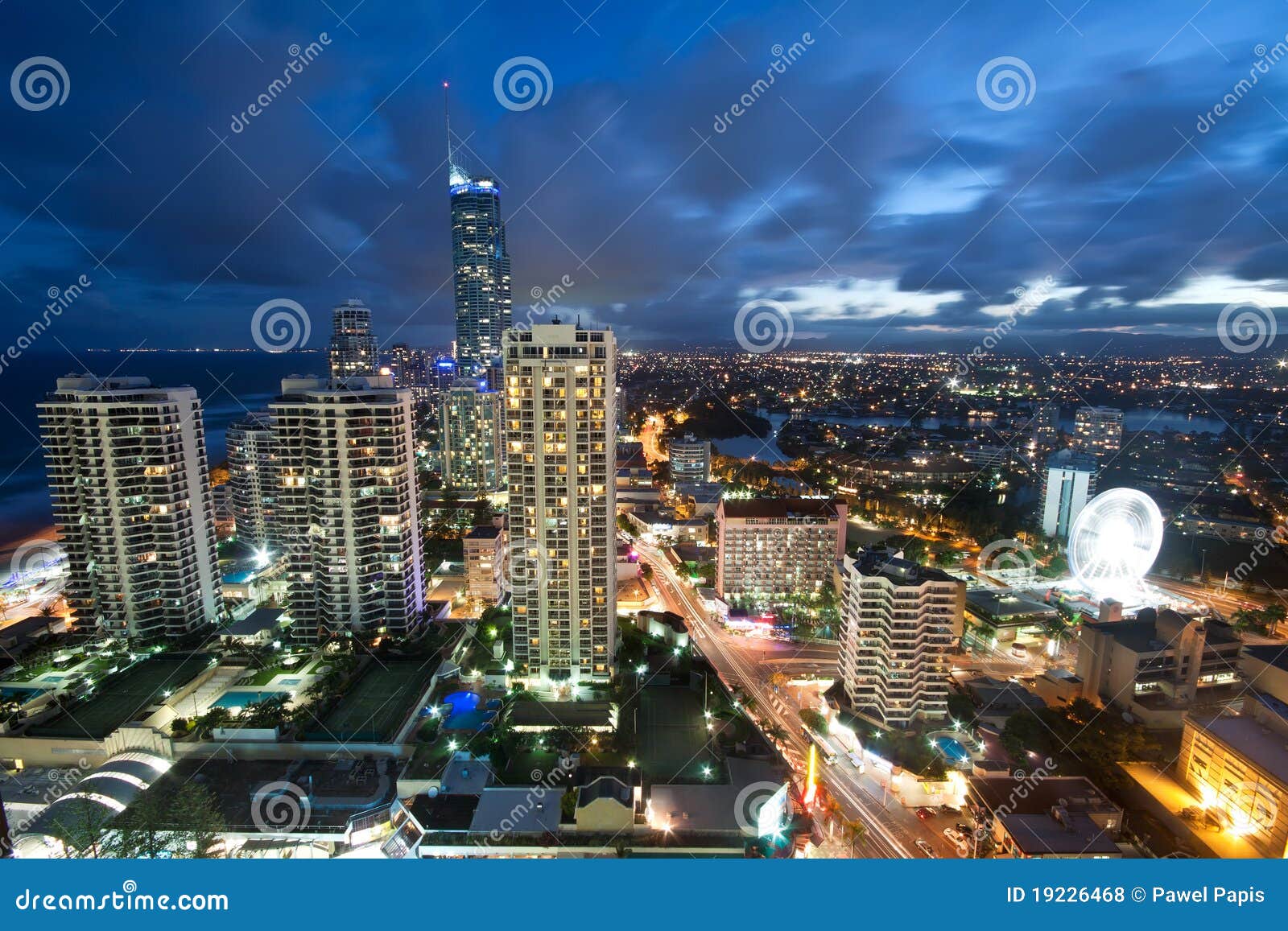 Modern City at Night Viewed from Above Stock Photo - Image of night ...