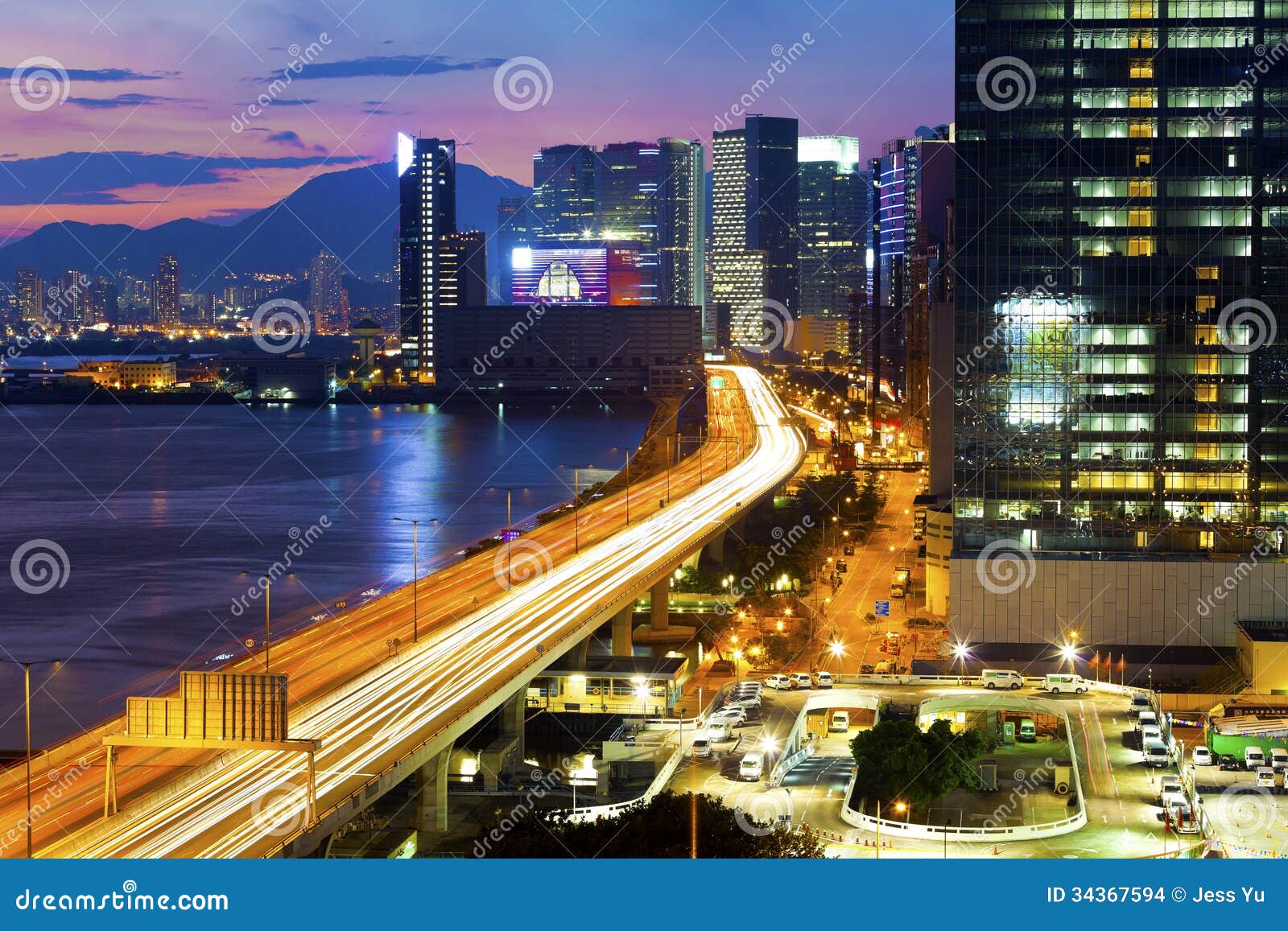 Modern City Overpass at Night Stock Photo - Image of cityscape, dark ...