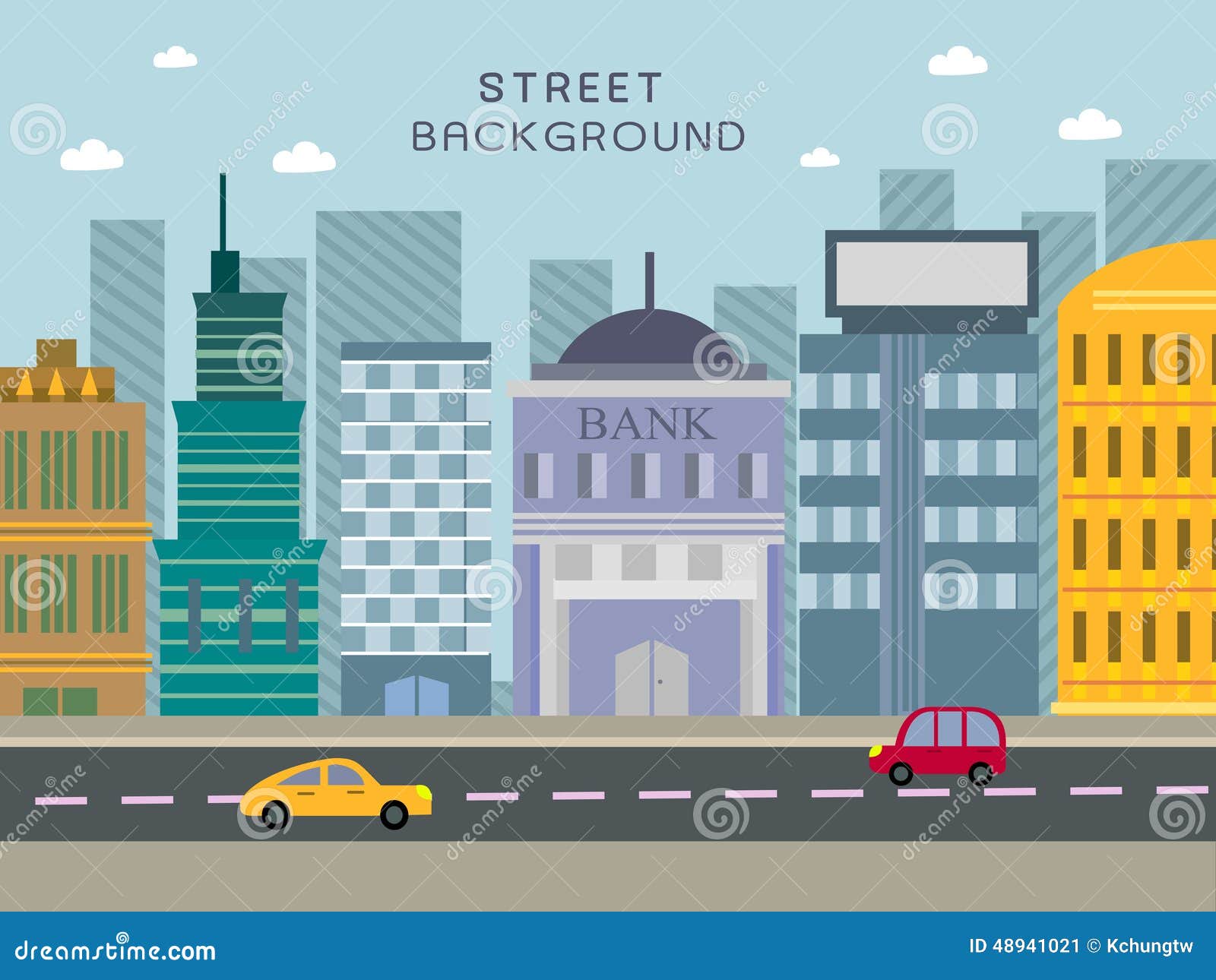 Modern City Street Concept in Flat Design Stock Vector - Illustration ...