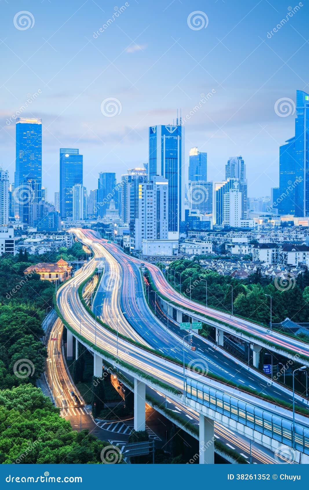 Modern City Traffic Background Stock Photo - Image of dusk, overpass ...