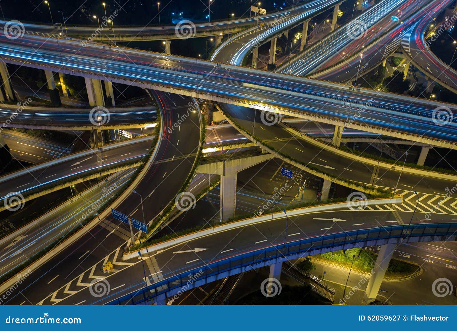Modern City Traffic Road at Night. Transport Junction. Stock Image ...