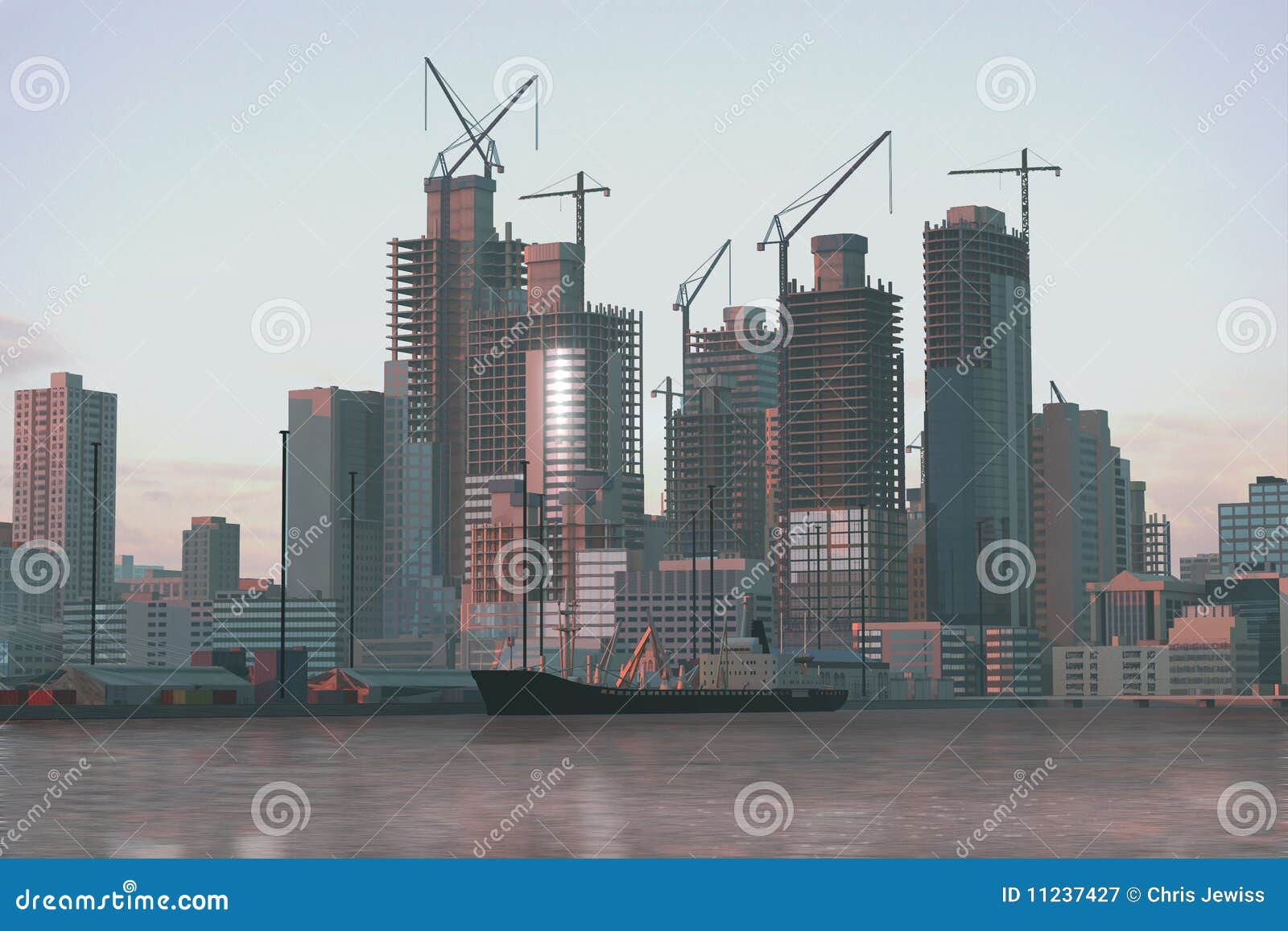 Modern City Under Construction Stock Illustration - Illustration of ...