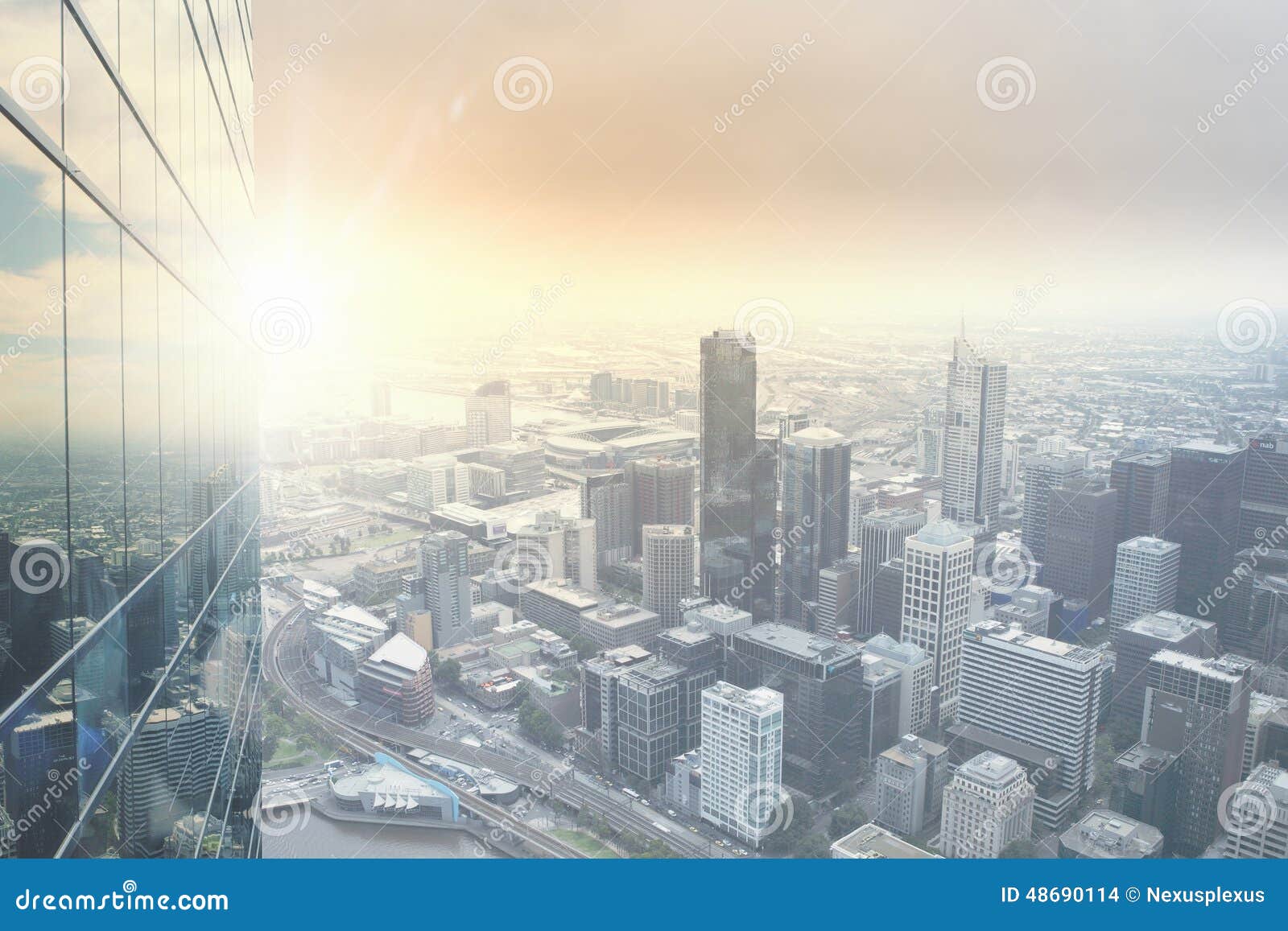 Modern city view stock photo. Image of center, high, skyline - 48690114