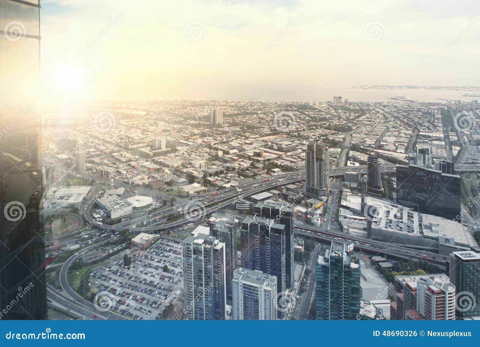 Modern city view stock photo. Image of skyline, sunset - 48690326