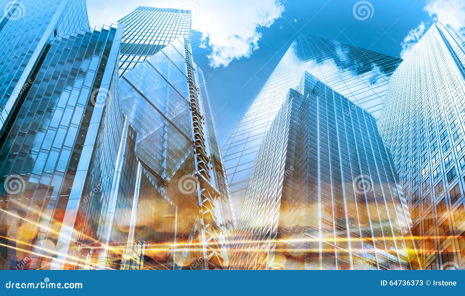 Modern City View with Traffic Lights Reflections Stock Image - Image of ...