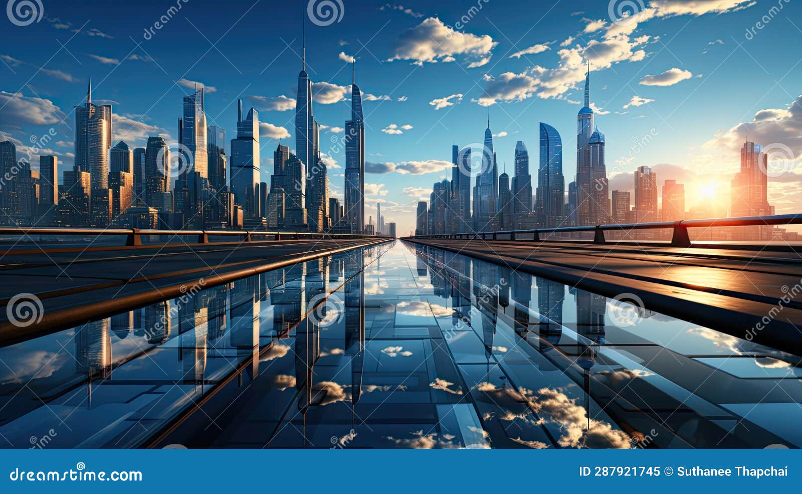 Modern Cityscape Abstract Architecture in Network Generative AI Stock ...