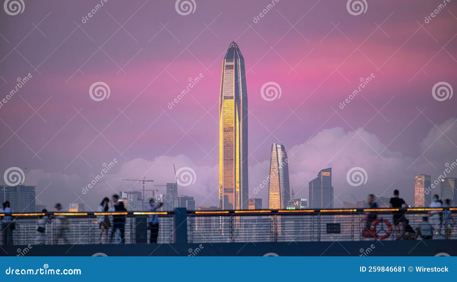 Modern Cityscape from a Bridge at Pink Sunset Editorial Photo - Image ...