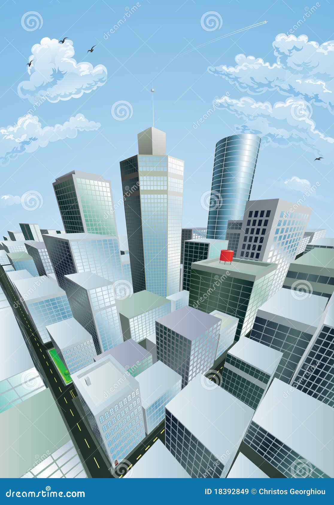 Modern Cityscape Outline Gradient Vector Illustrations Set ...