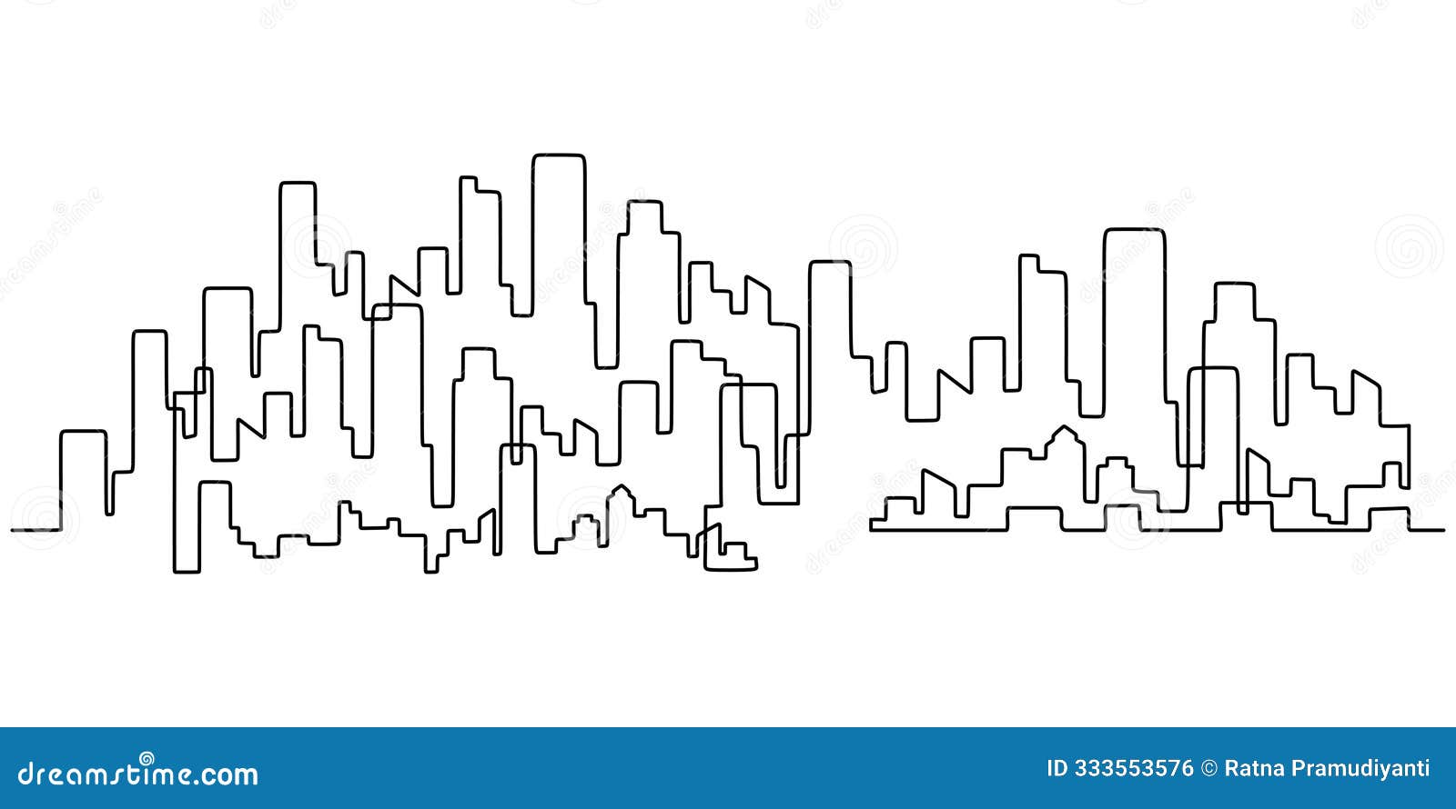 Cityscape Continuous One Line Drawing. Vector Illustration Of ...