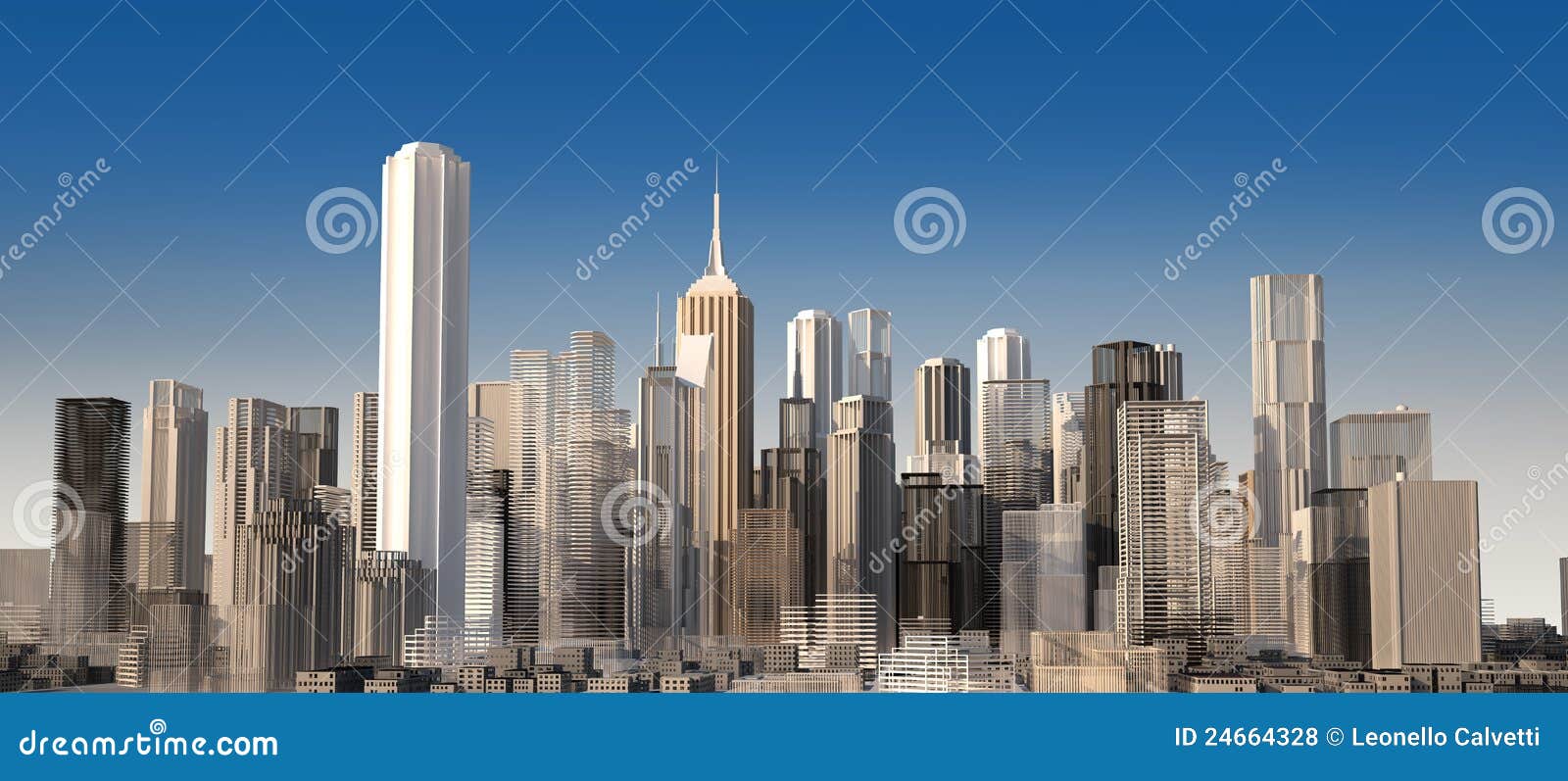 Modern Cityscape At Night Vector Drawing. Skyscrapers, Stars, Moon ...