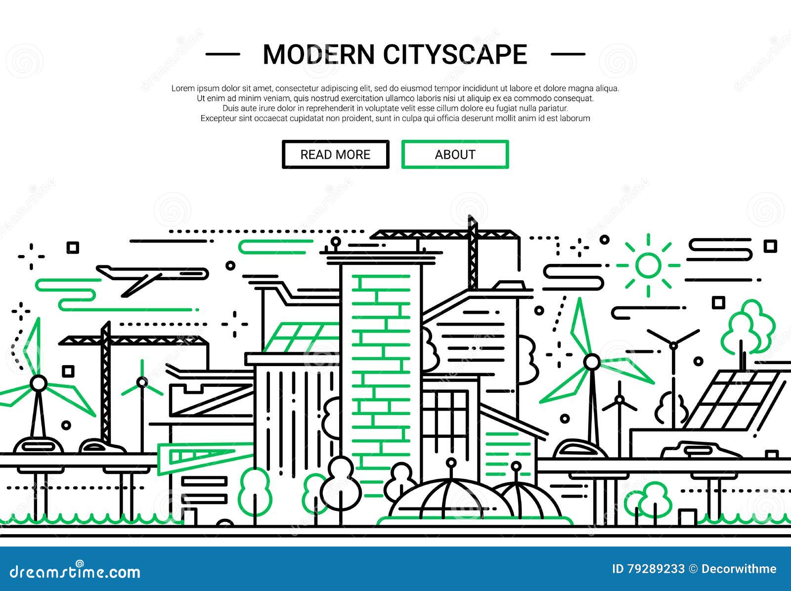 Modern Cityscape - Line Design Website Banner Stock Vector ...