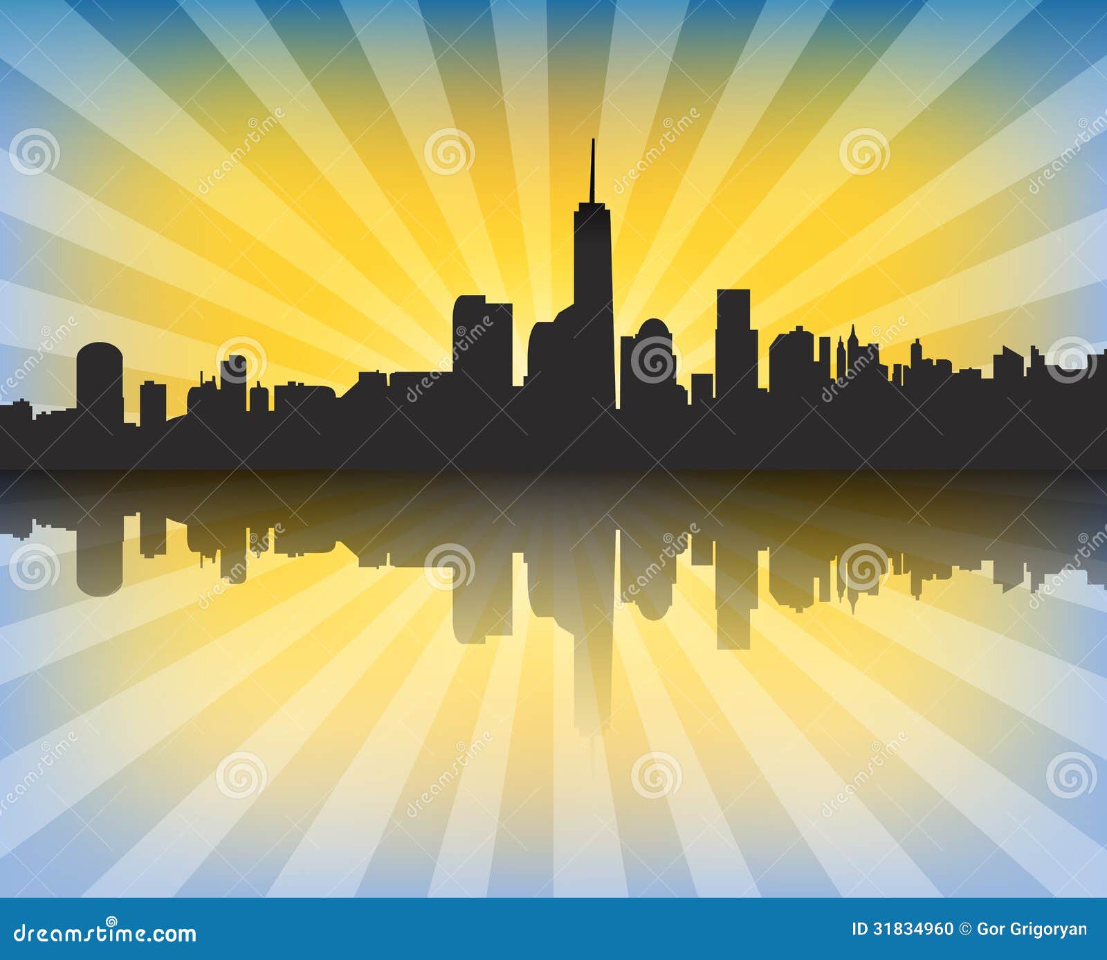 Modern Cityscape Outline Gradient Vector Illustrations Set ...