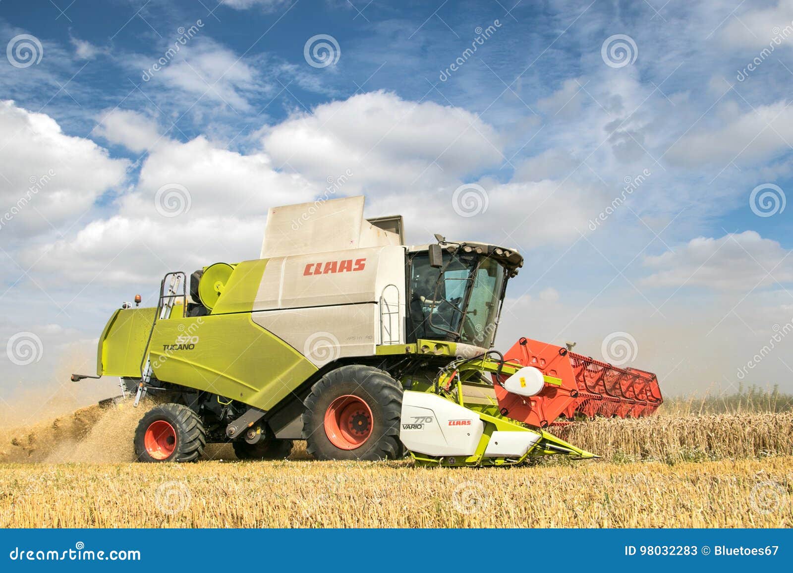 Modern Claas Combine Harvester with Header Up Cutting Crops Editorial ...