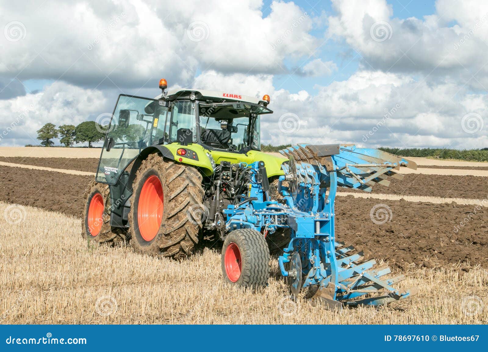 Green Claas Tractor And Cattle Sheep Trailer Editorial Image ...