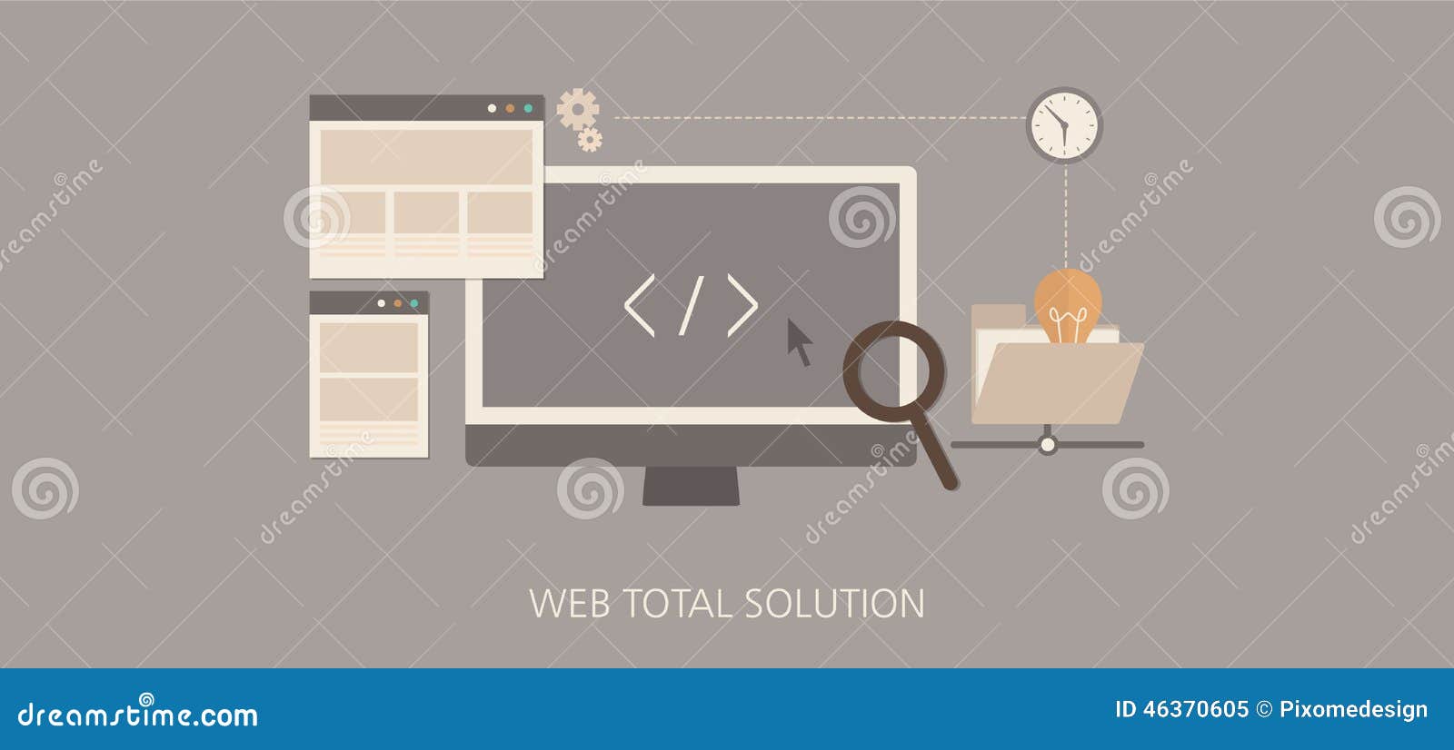 Modern and Classic Web Total Solution Flat Concept Icon Set Stock ...