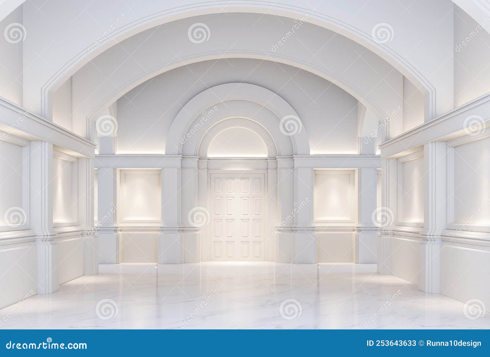Modern Classical Style White Hall Background 3d Render Stock ...