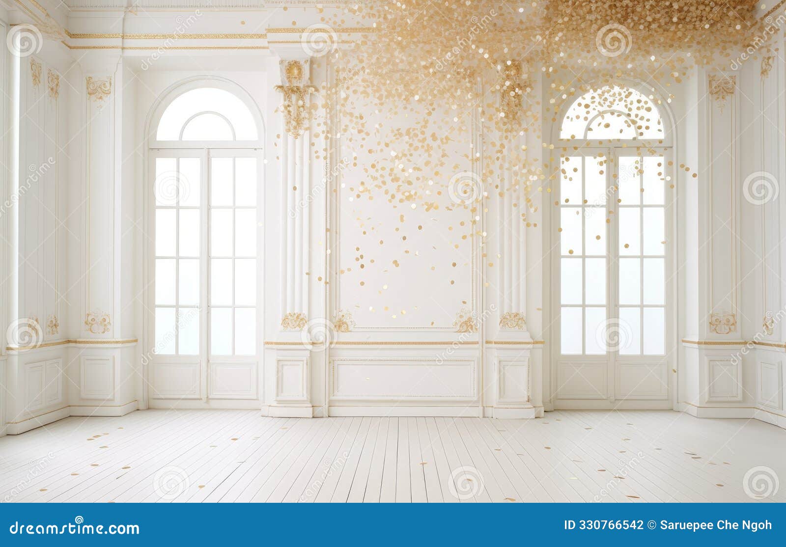 Modern Classical Style White Hall and Luxury Arch Door Background with ...